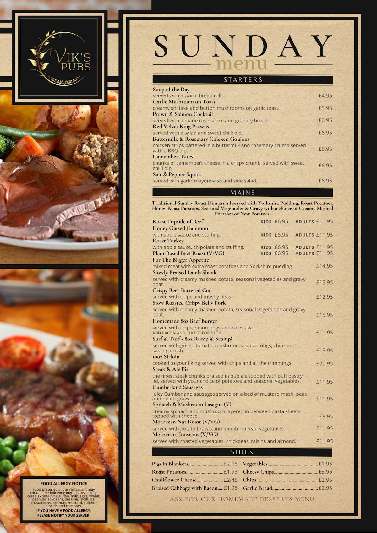 Menu at The Wheatsheaf Inn pub & bar, Cannock, Laney Green