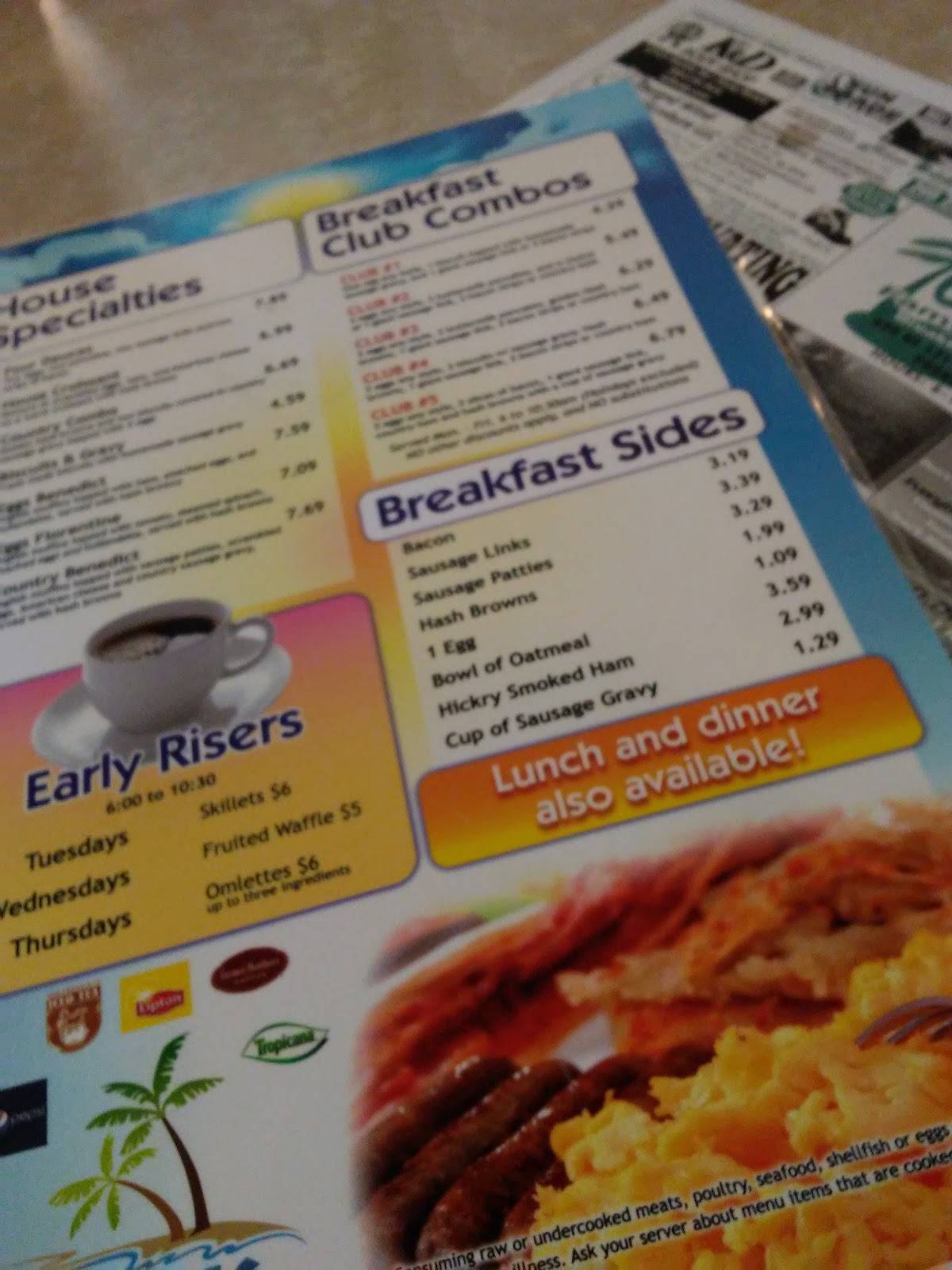 Menu at Oasis Restaurant, Three Rivers, 656 US-131