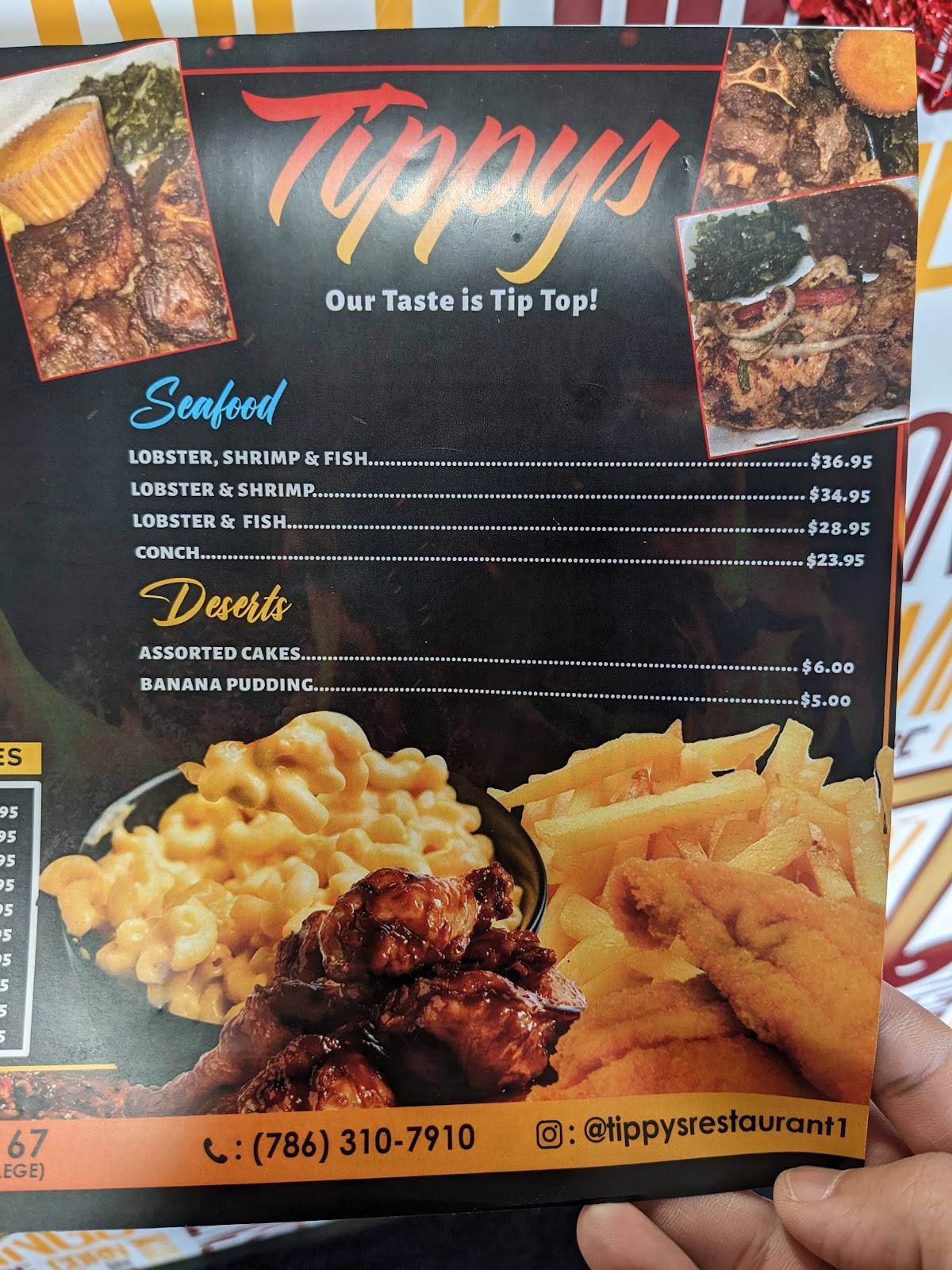 Menu at Tippy's Restaurant, Miami, NW 27th Ave