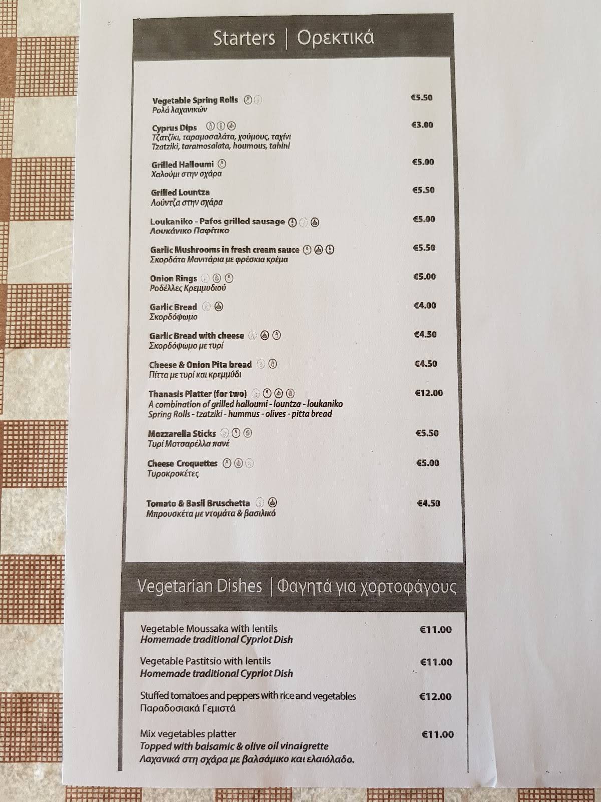 Menu at "To Steki tou Thanasi" Tavern - Restaurant, Emba, Nikolaou ...