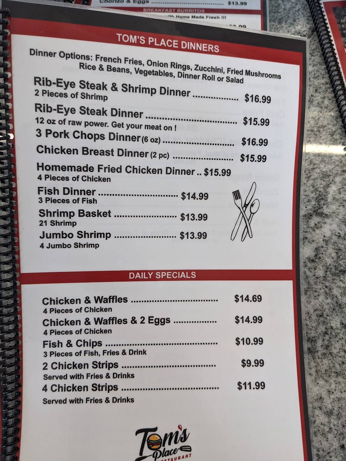 Menu at Perry's Place restaurant, Anaheim, E La Palma Ave