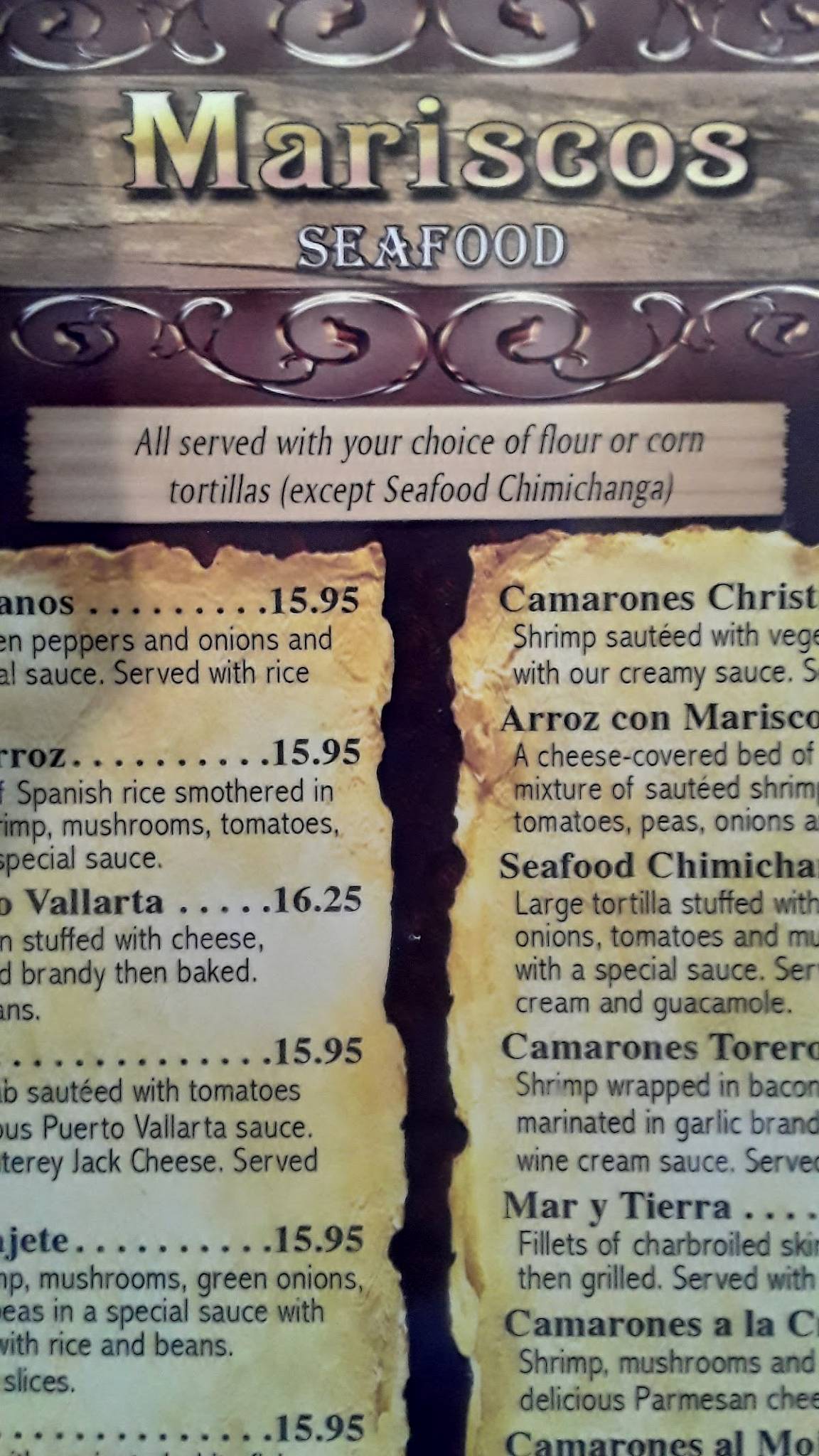Menu at Toreros Mexican Family Restaurant, Springfield