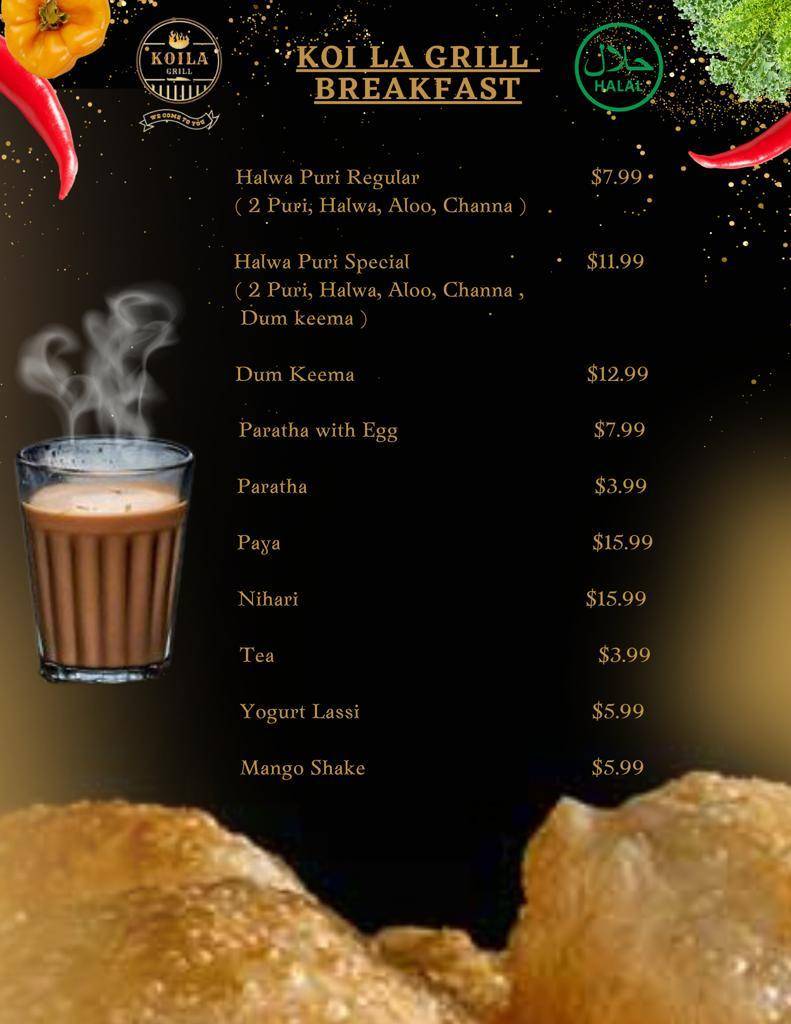 Menu at Koi La Grill Halal BBQ Grill & Catering Services, Toronto