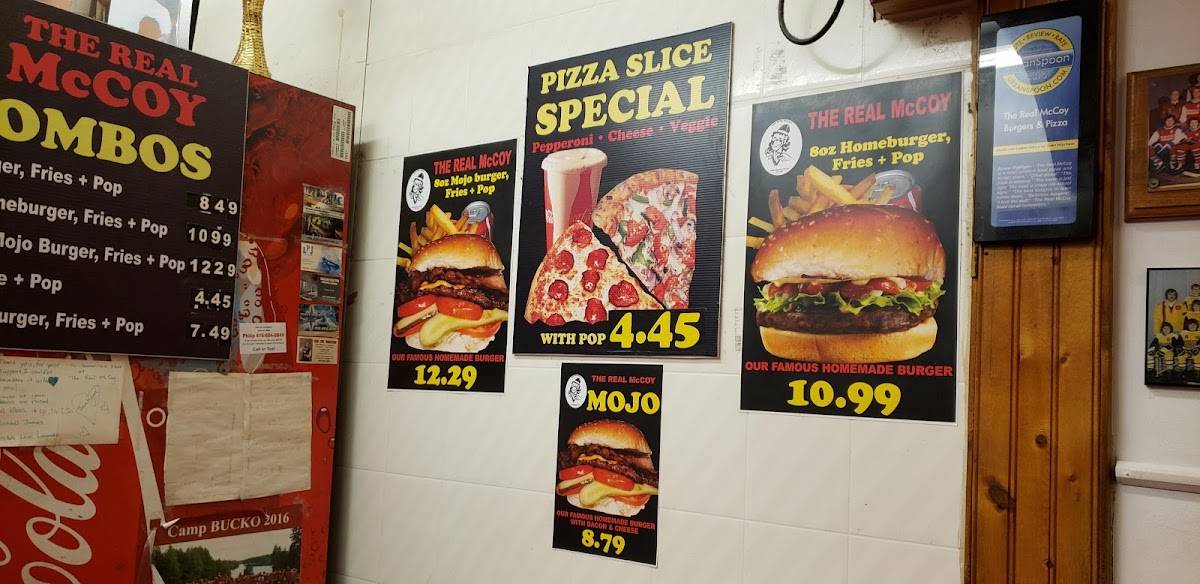 Menu at The Real McCoy pizzeria, Toronto, Lawrence Ave E