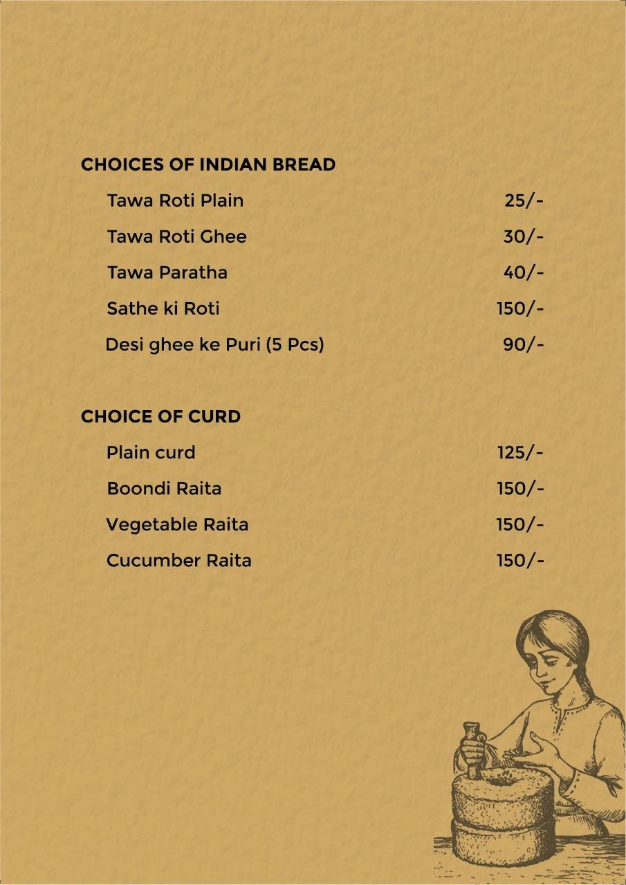 Menu at Traditional Khana Restaurant Rajasthani Cuisine, Udaipur