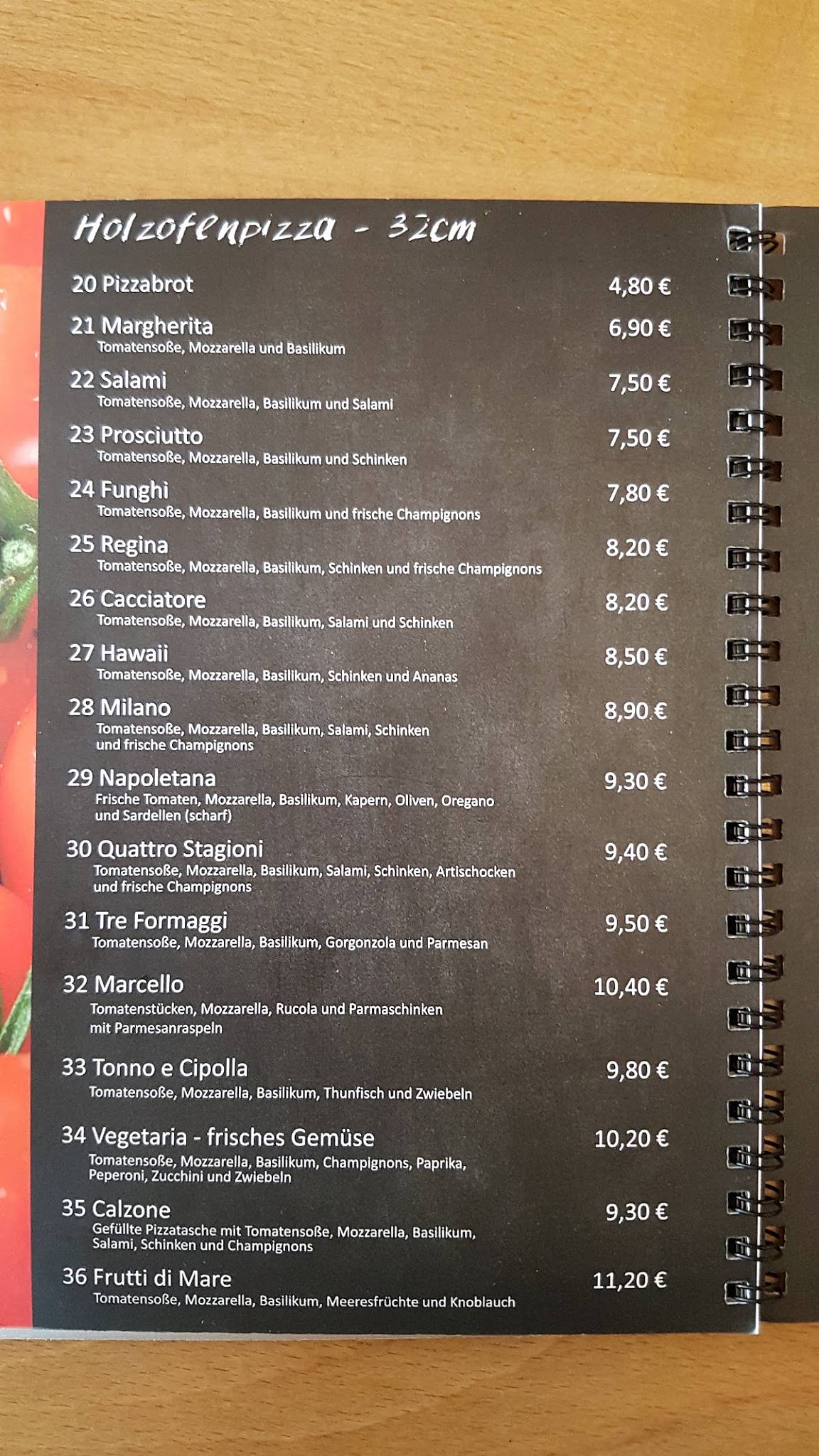 Speisekarte von Trattoria Volare pizza, Rothenburg ob der Tauber