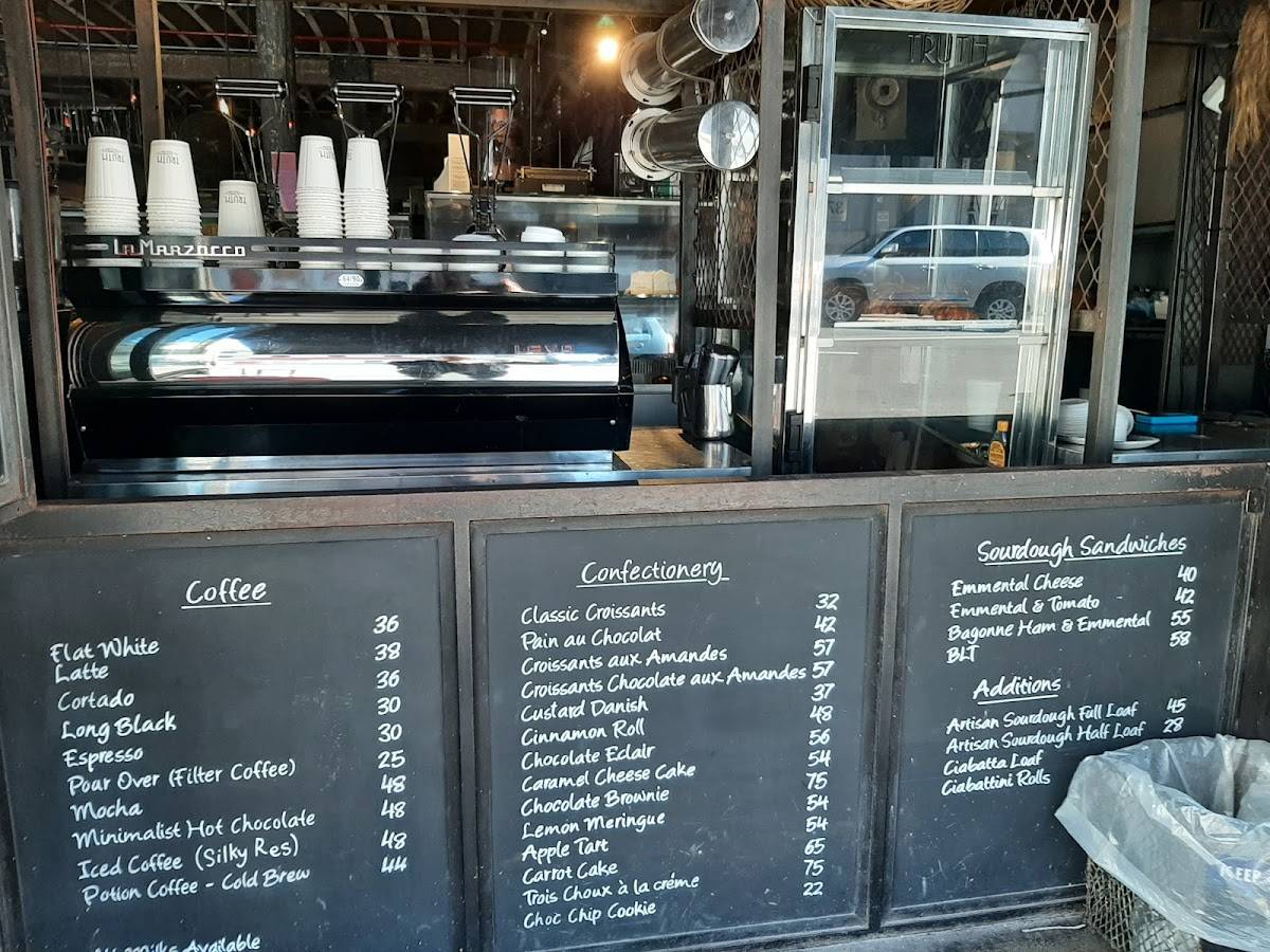 Menu at Truth Coffee Roasting cafe, Cape Town, 36 Buitenkant St