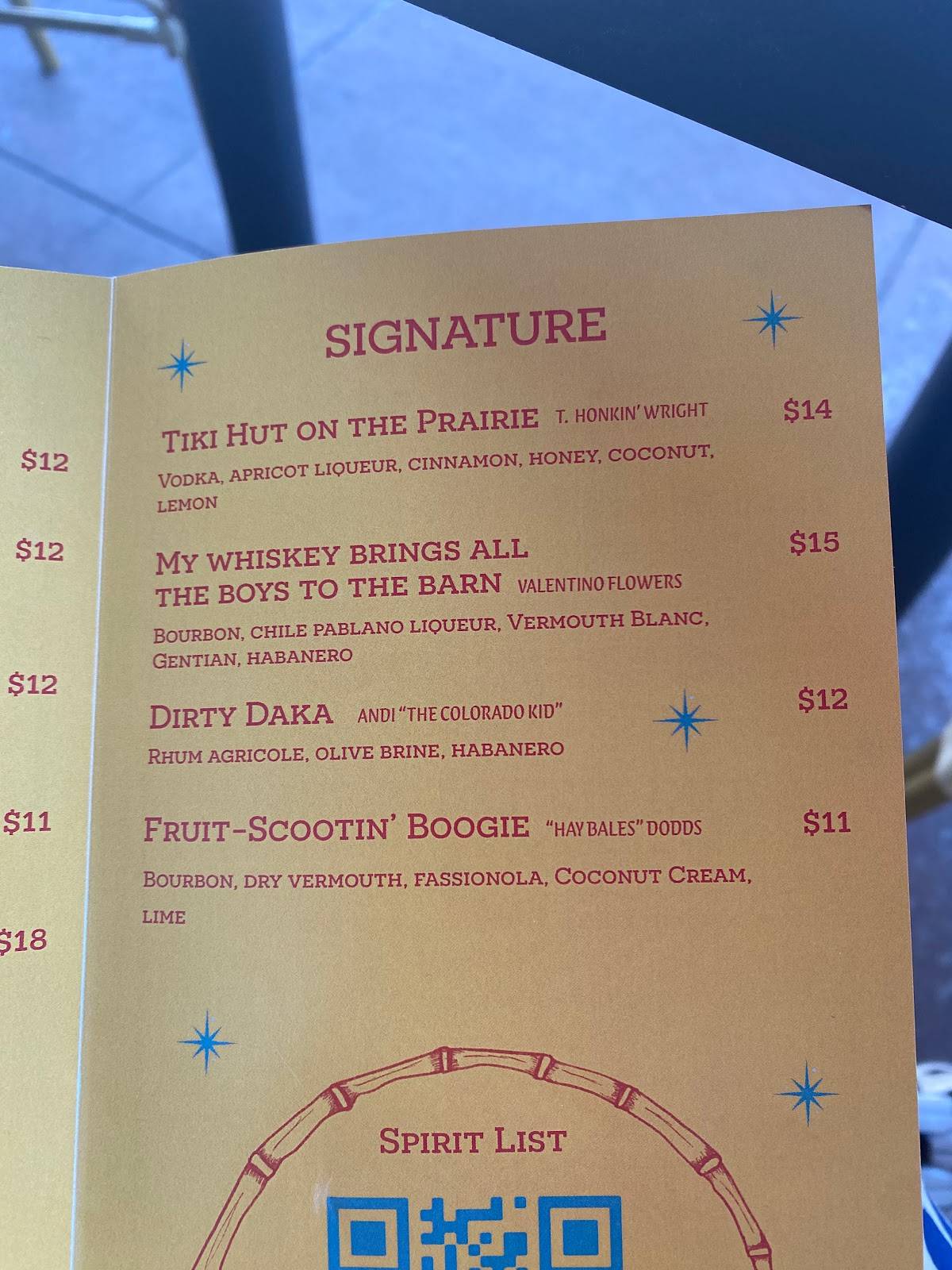 Menu at Saturn Room pub & bar, Tulsa