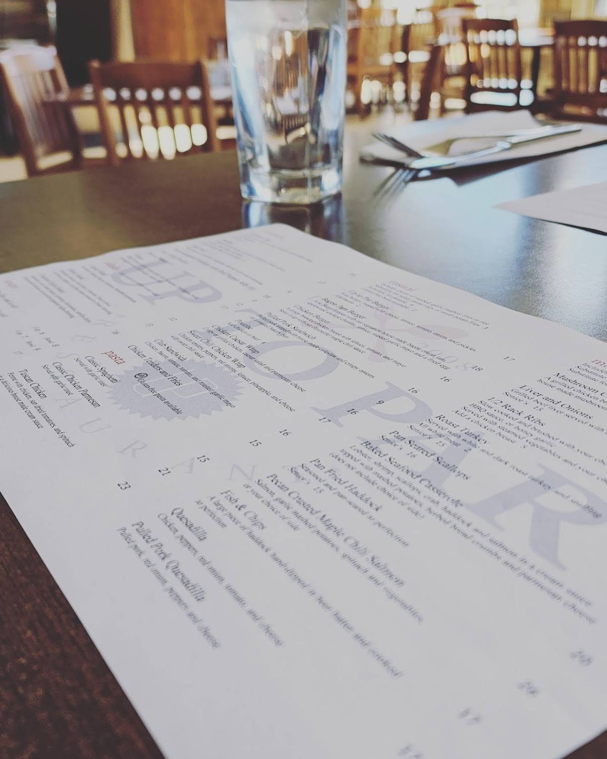 Menu at Up to Par pub & bar, Norton
