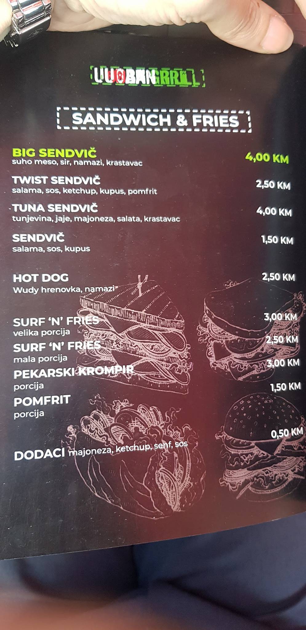 Menu at Urban Grill (2) restaurant, Zenica