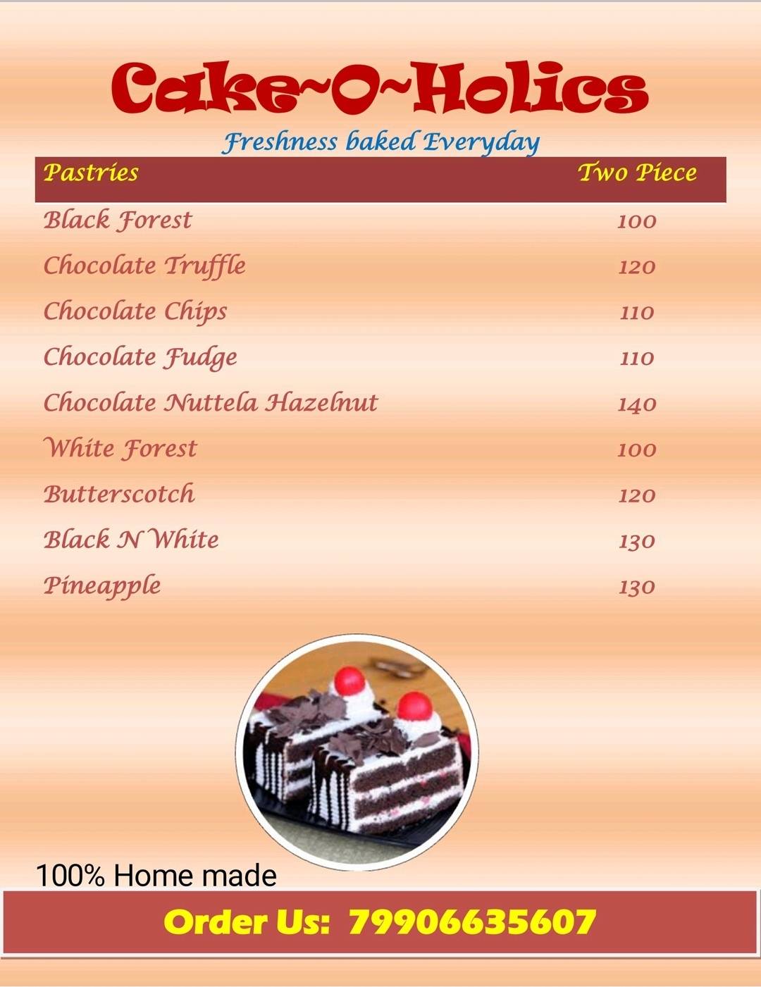 Menu at CakeOHolics Home-Bakers, Vadodara