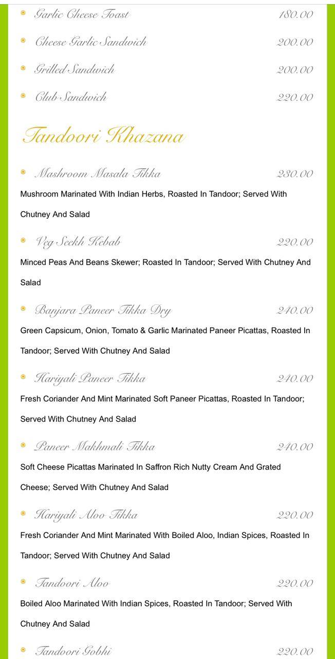 Menu at Woodlands Restaurant, Vapi, Woodlands Restaurant
