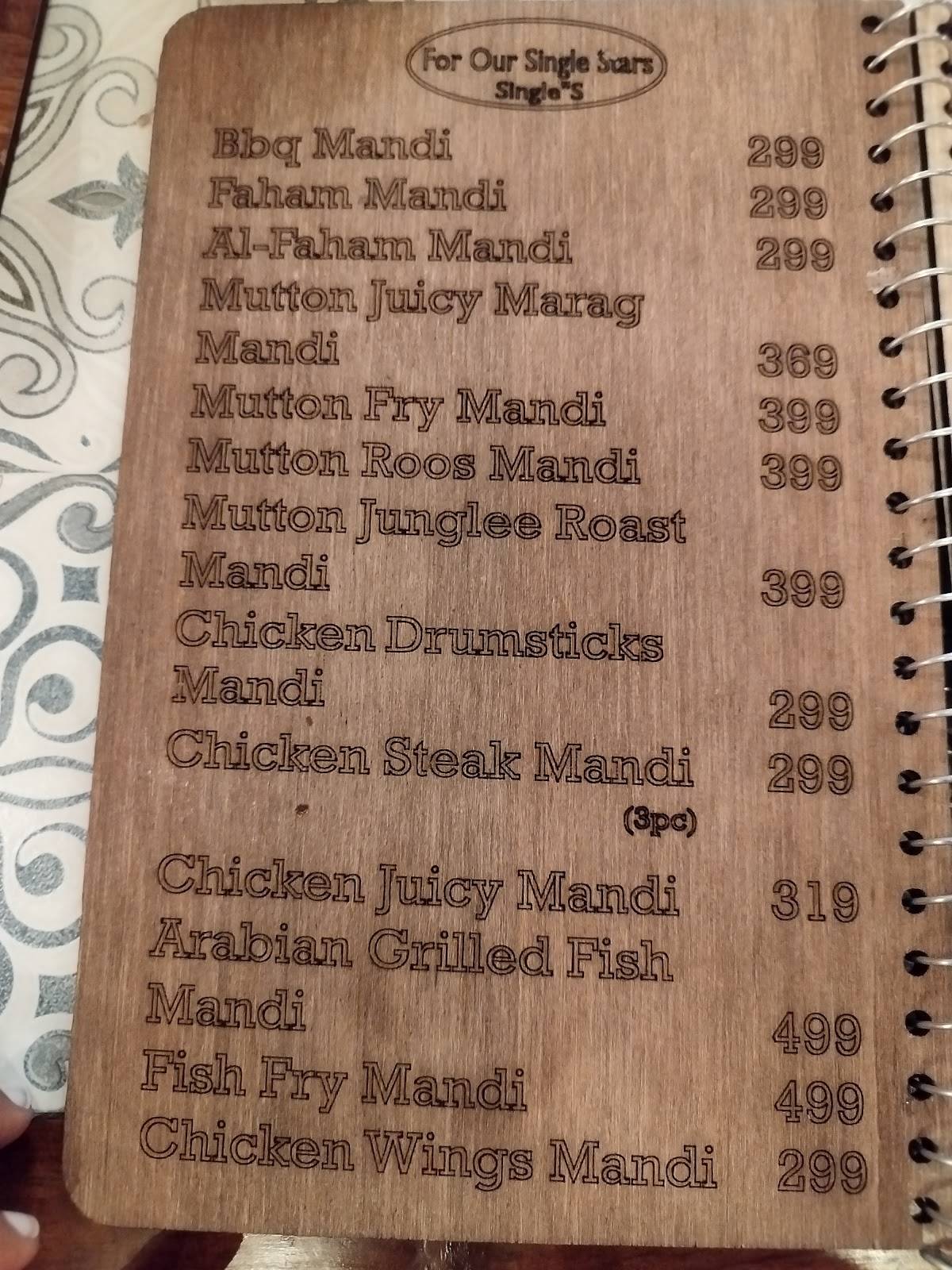 Menu at Mandi croods Vijayawada, Vijayawada