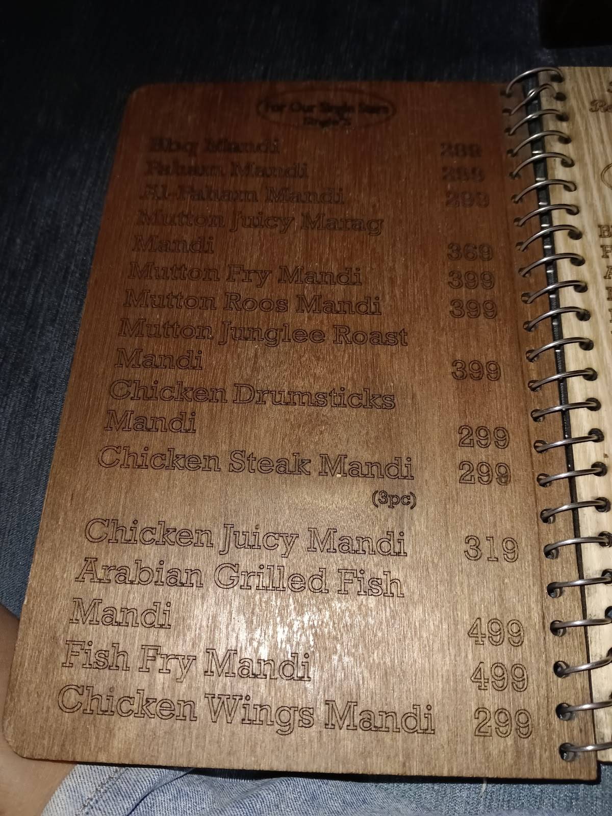 Menu at Mandi croods Vijayawada, Vijayawada