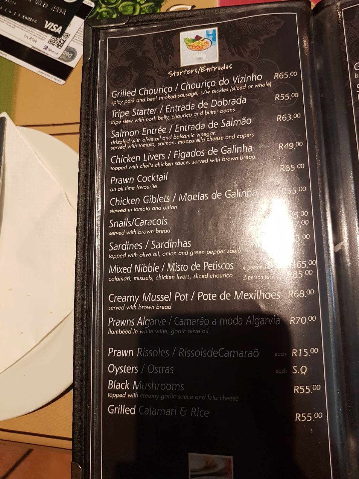 Menu at Villa Verde restaurant, Vanderbijlpark