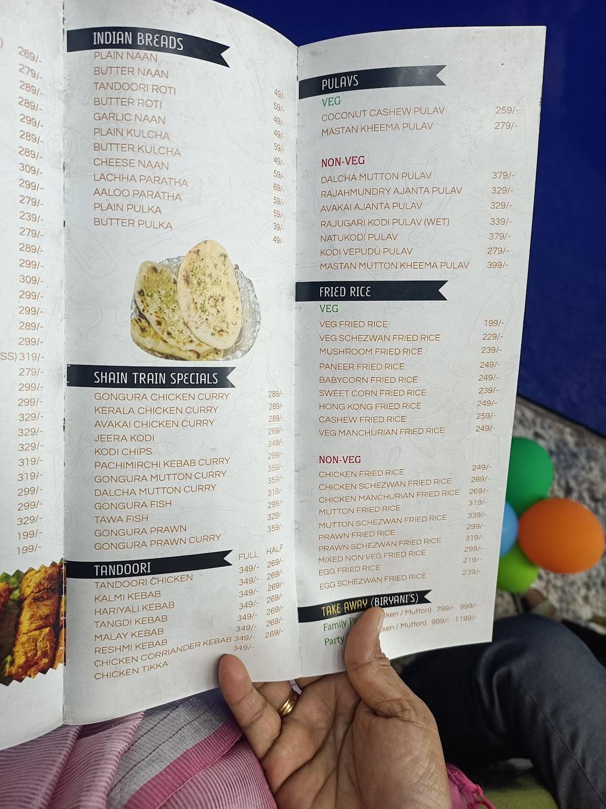 Menu at Shian Train Resto, Visakhapatnam
