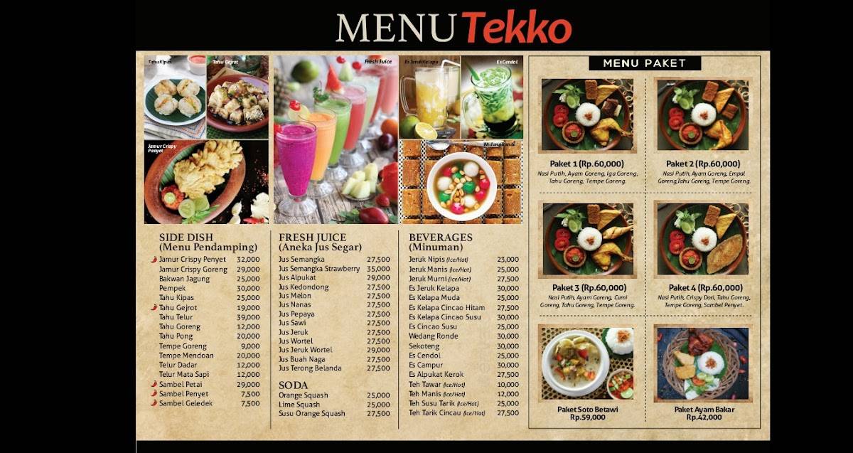 Menu at Warung Tekko restaurant, Tangerang, Jl. Citra Raya Boulevard