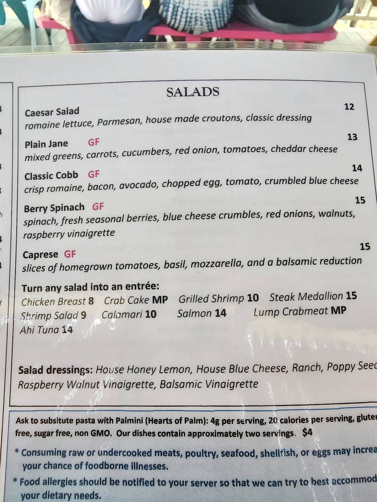 Menu at Water Street Seafood restaurant, Havre de Grace