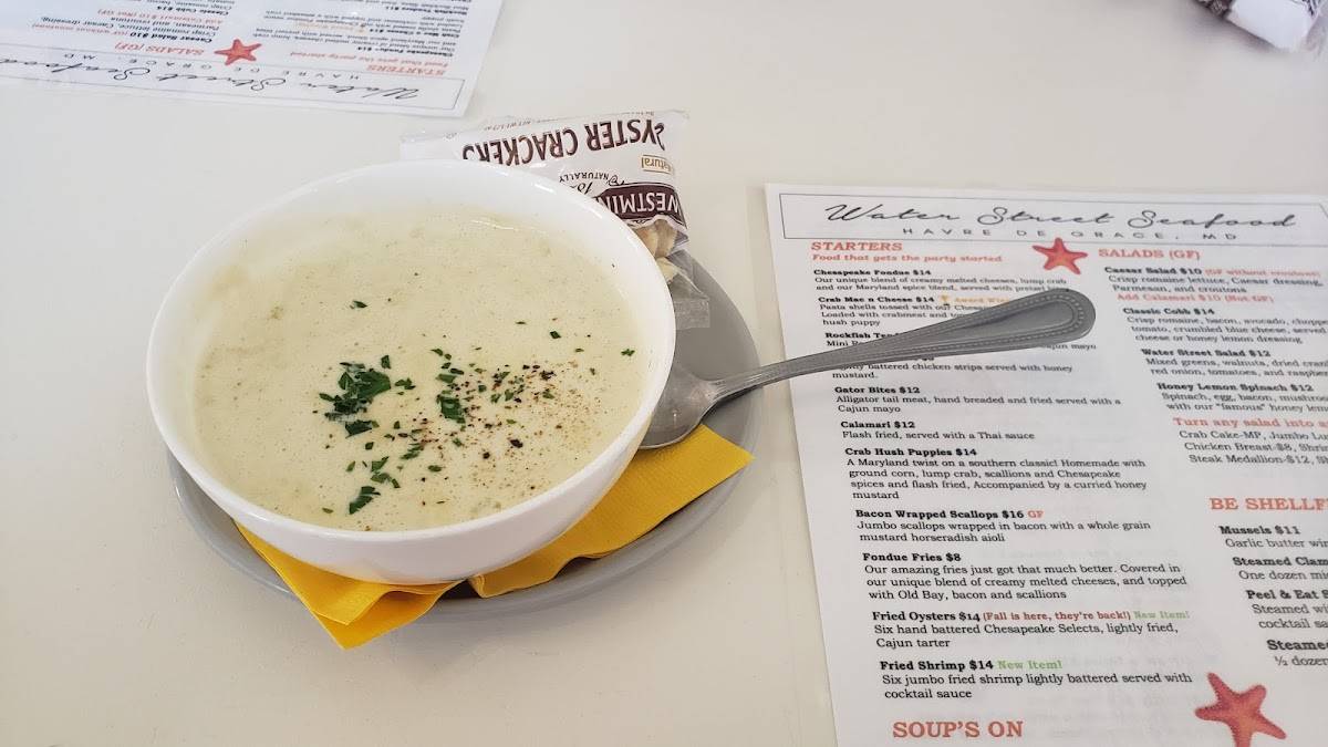 Menu at Water Street Seafood restaurant, Havre de Grace