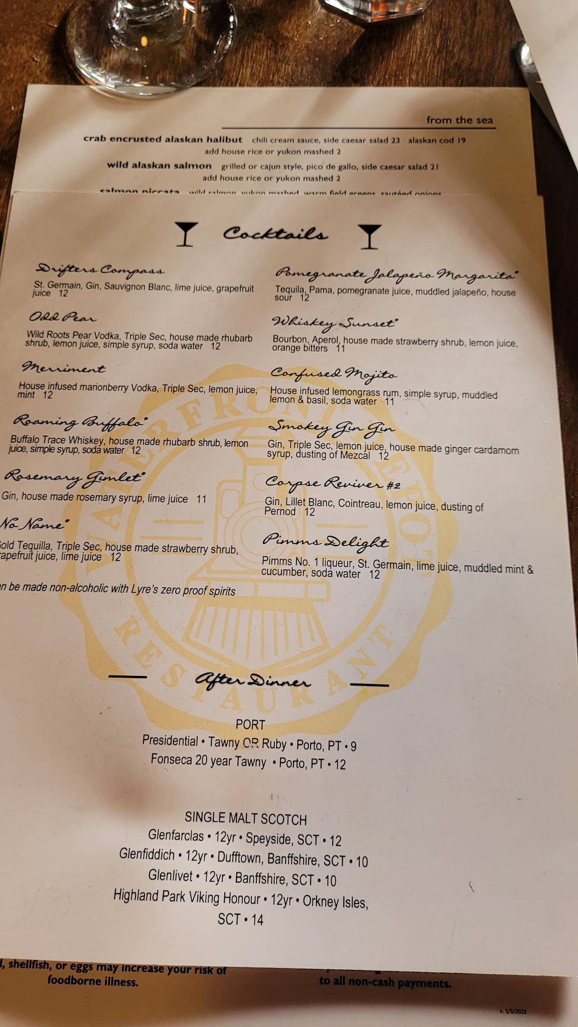 Menu at Waterfront Depot Restaurant, Florence