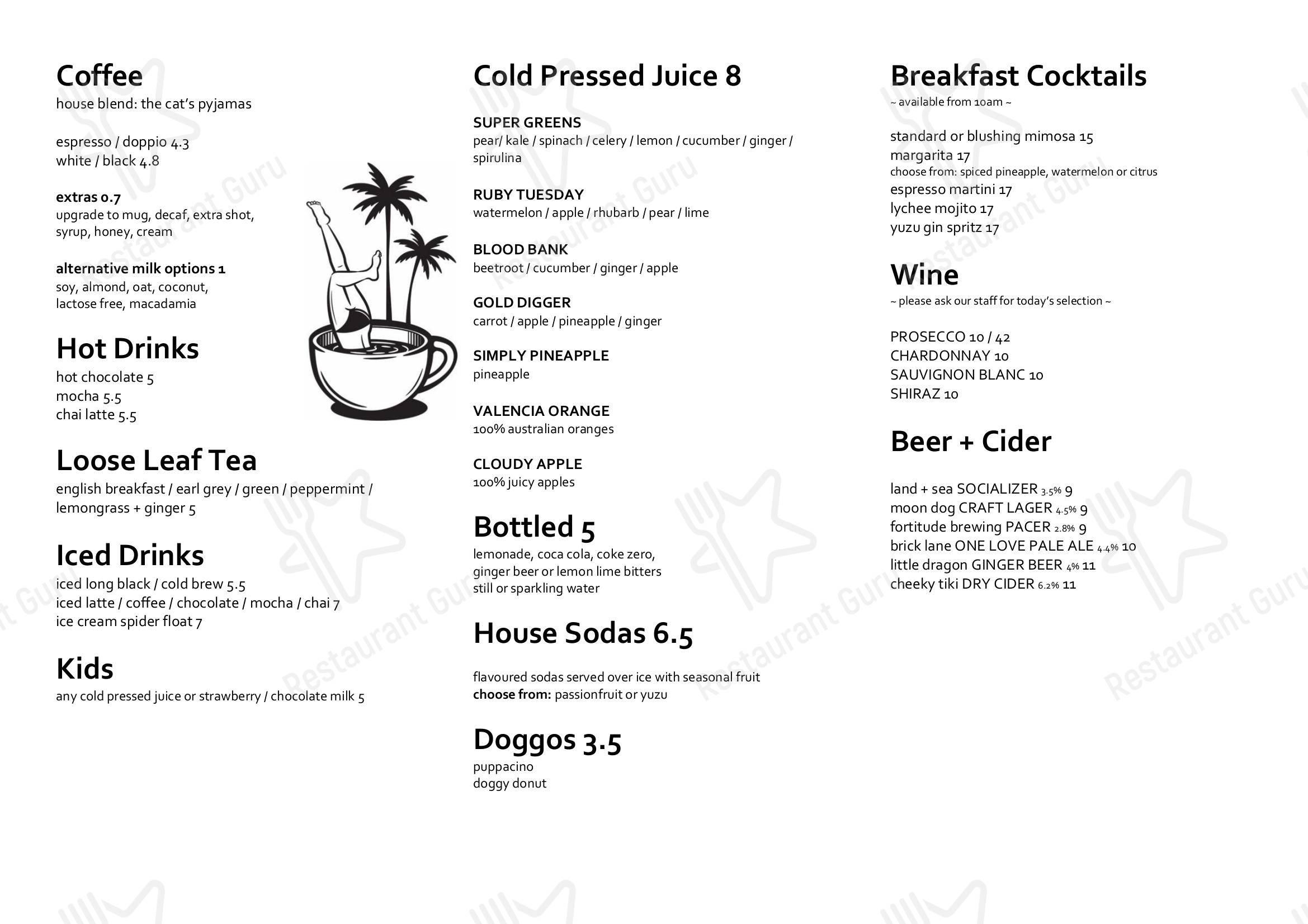 Menu at White Picket Fence cafe, Caloundra