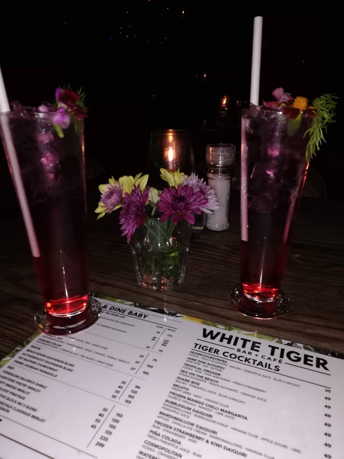 Menu at White Tiger Bar+Cafe, Port Elizabeth