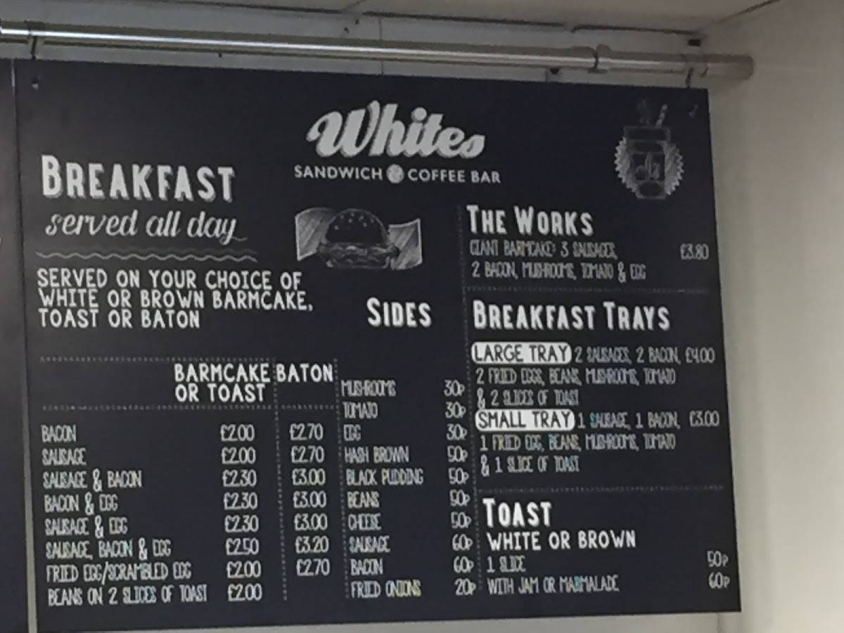 Menu at Whites Sandwich Coffee Bar, Freckleton