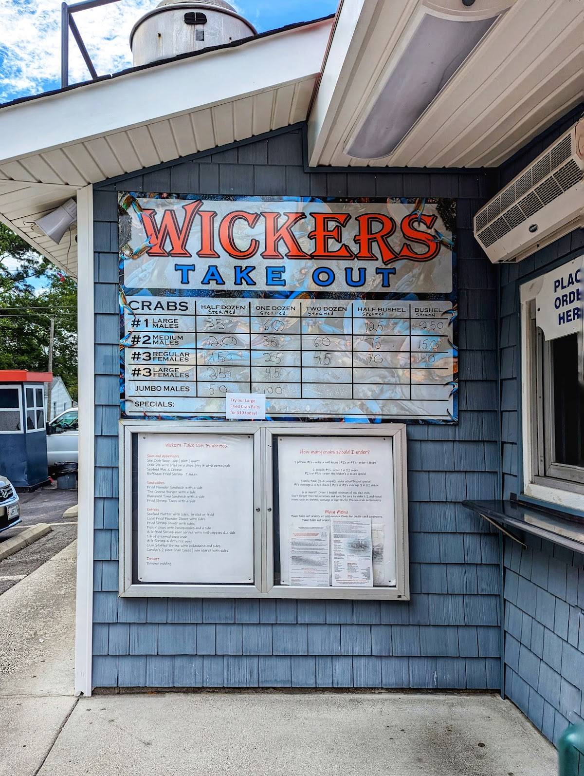 Menu at Wicker's Crab Pot Seafood pub & bar, Chesapeake