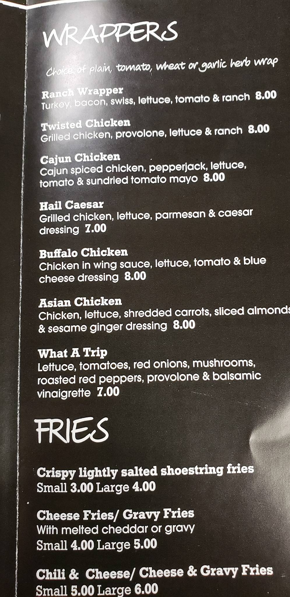 Menu at Wiener World Pittsburgh restaurant, Pittsburgh