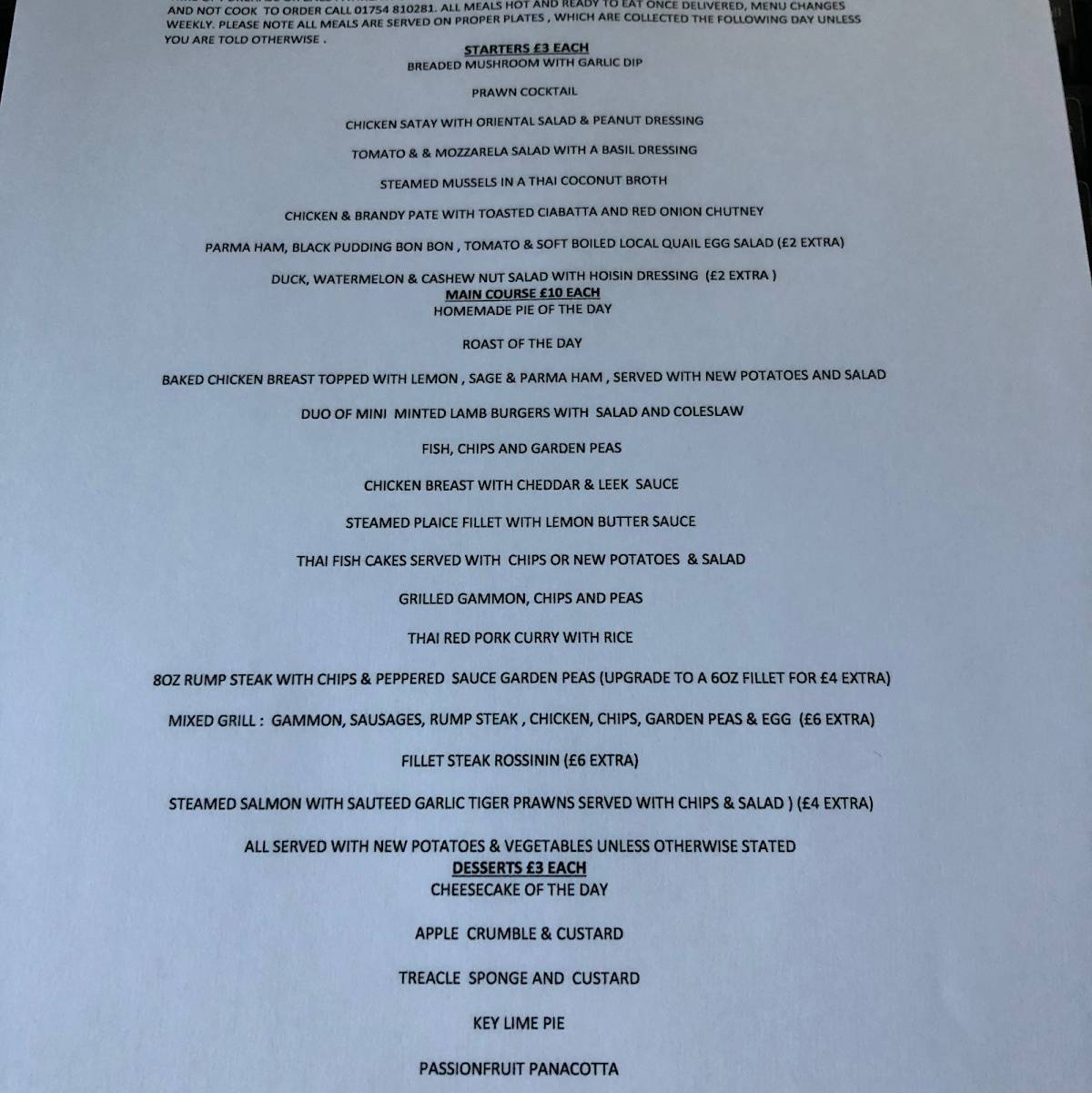 Menu at Windmill Restaurant, Burgh le Marsh