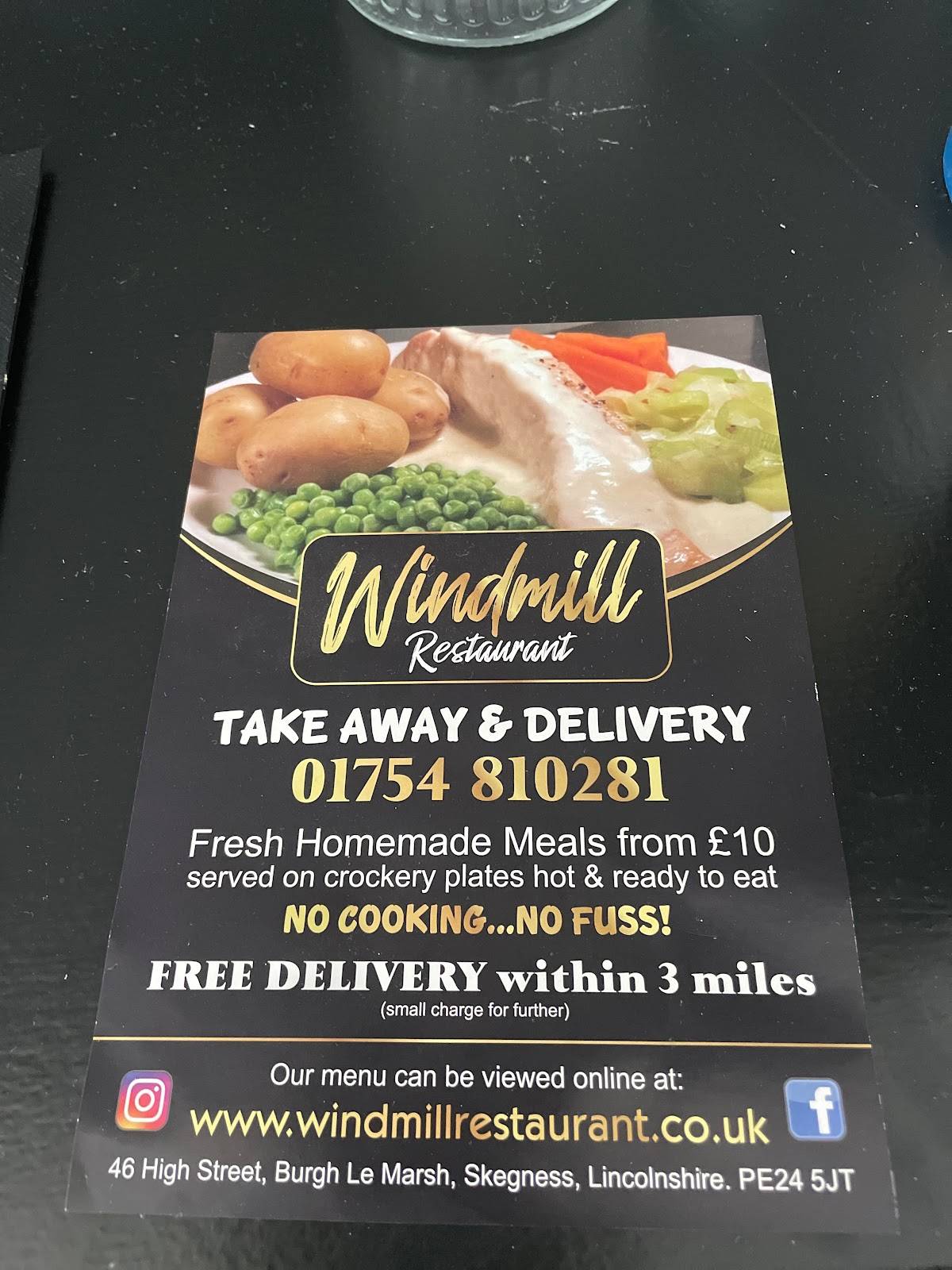 Menu at Windmill Restaurant, Burgh le Marsh