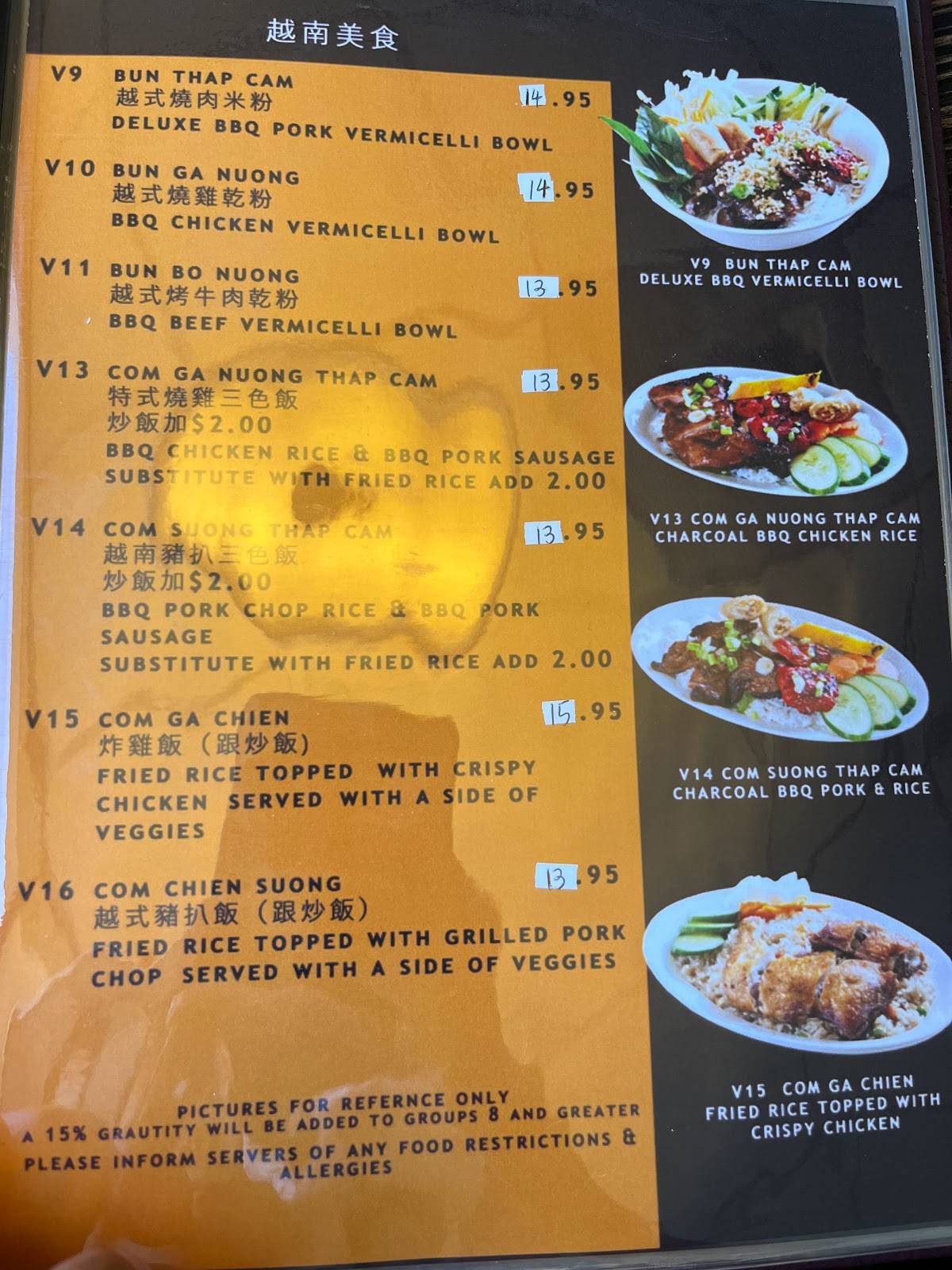 Menu at Asia Palace restaurant, Winnipeg, Pembina Hwy