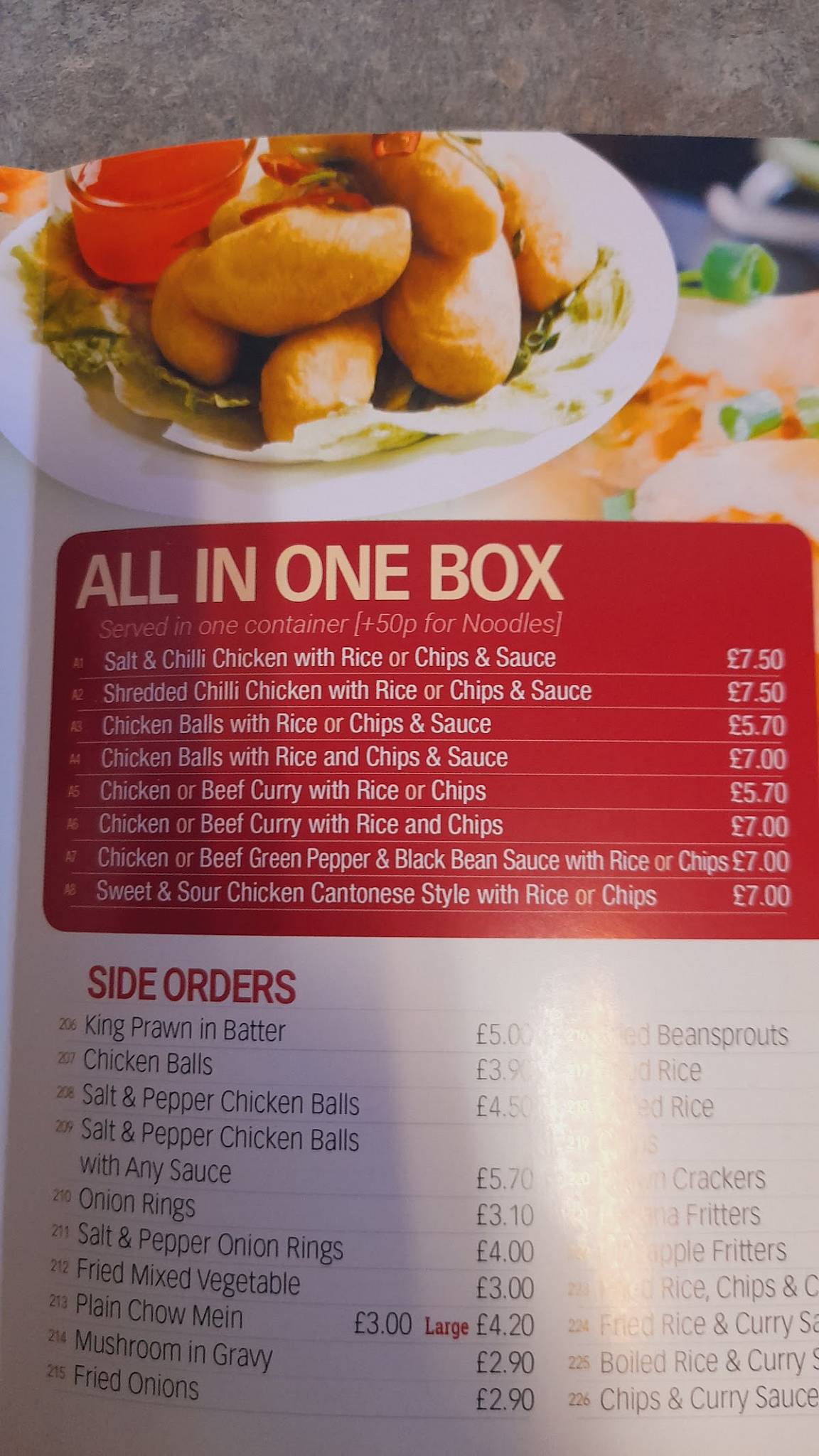 Menu at Wok World fast food, Motherwell