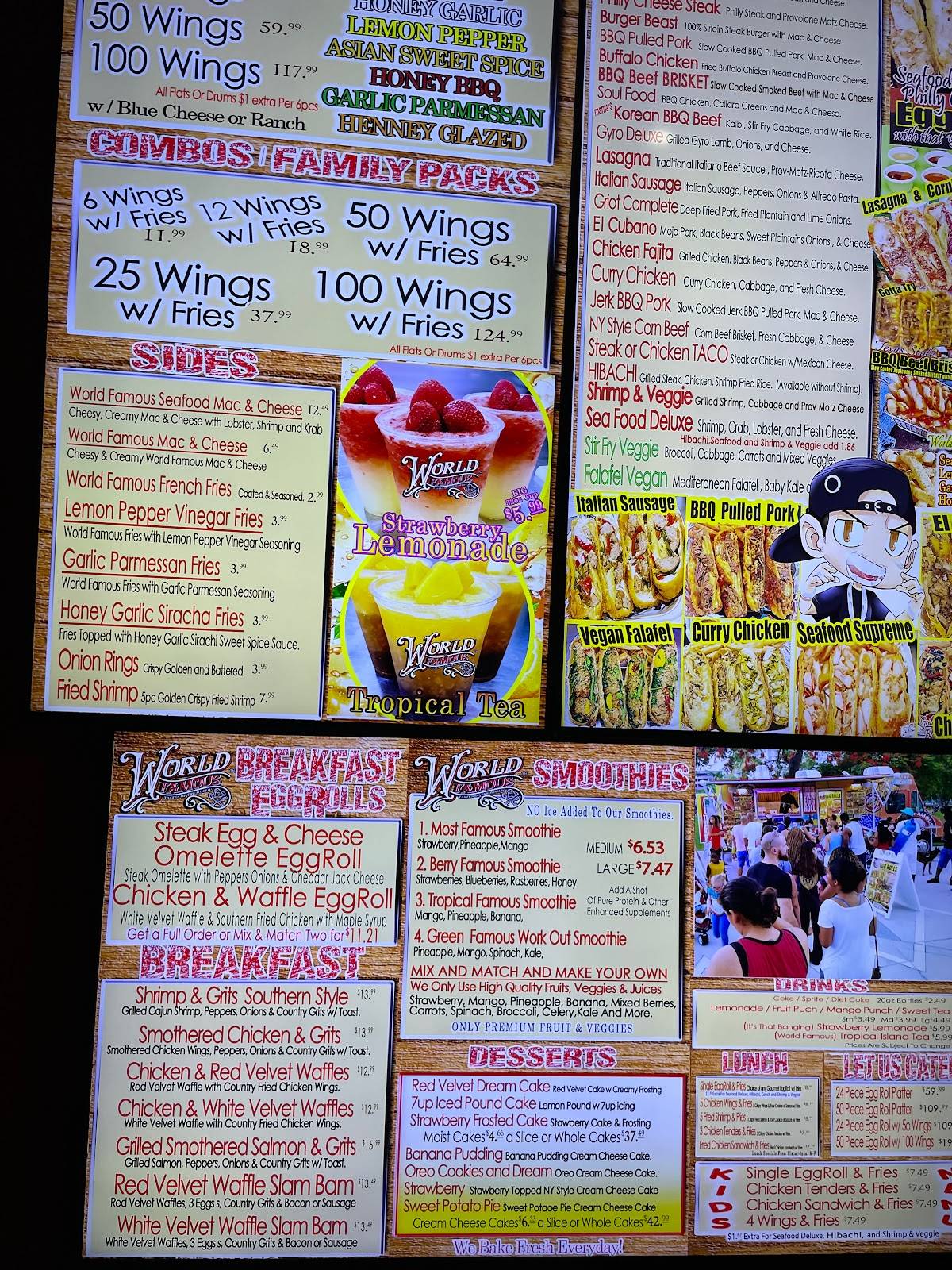 Menu at World Famous restaurant, Hollywood