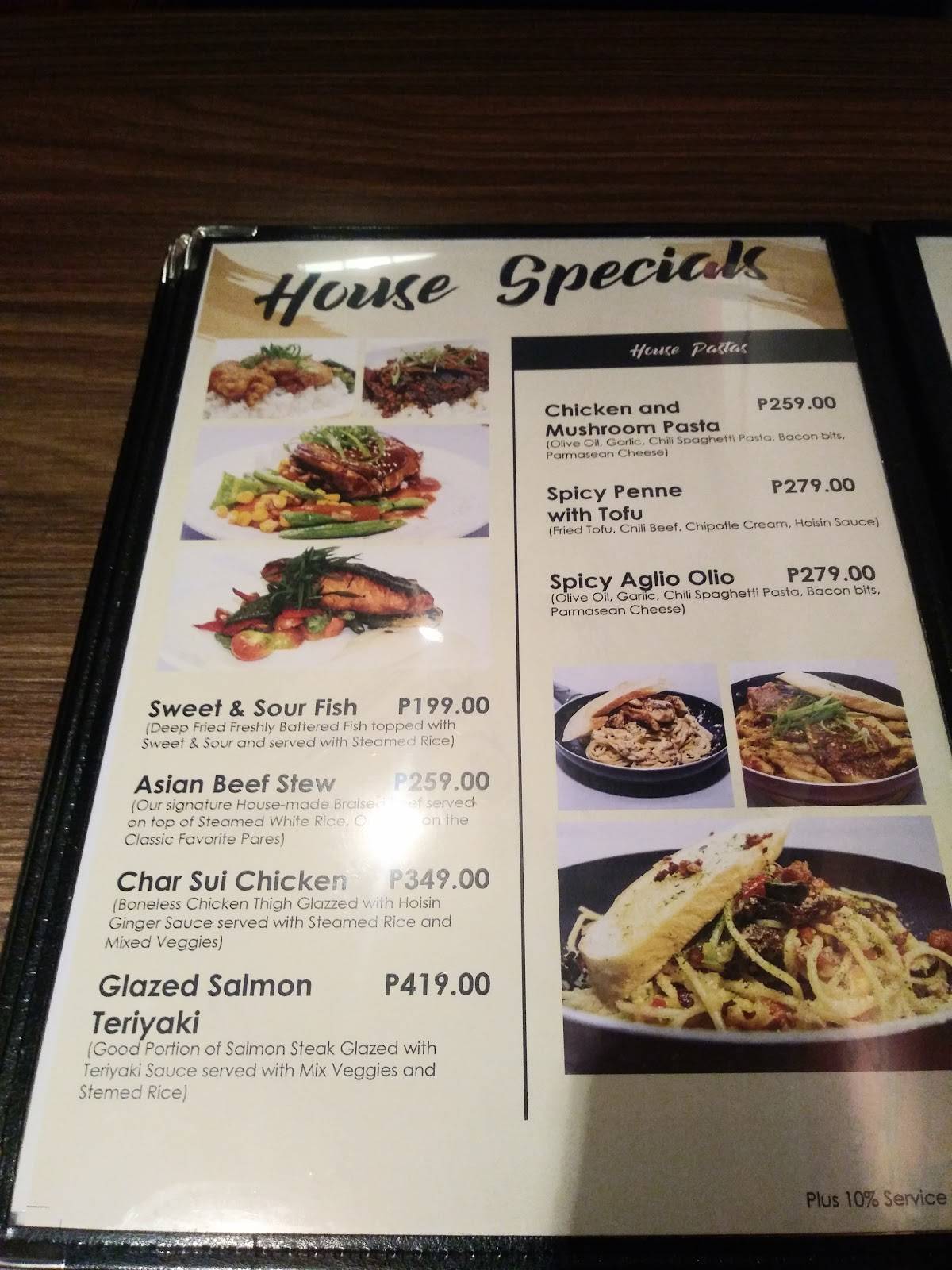 Menu at Y Cafe, Makati, Brgy
