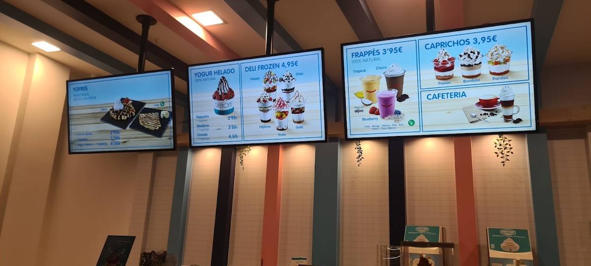 Menu at Danone restaurant, Barcelona, Av. Diagonal
