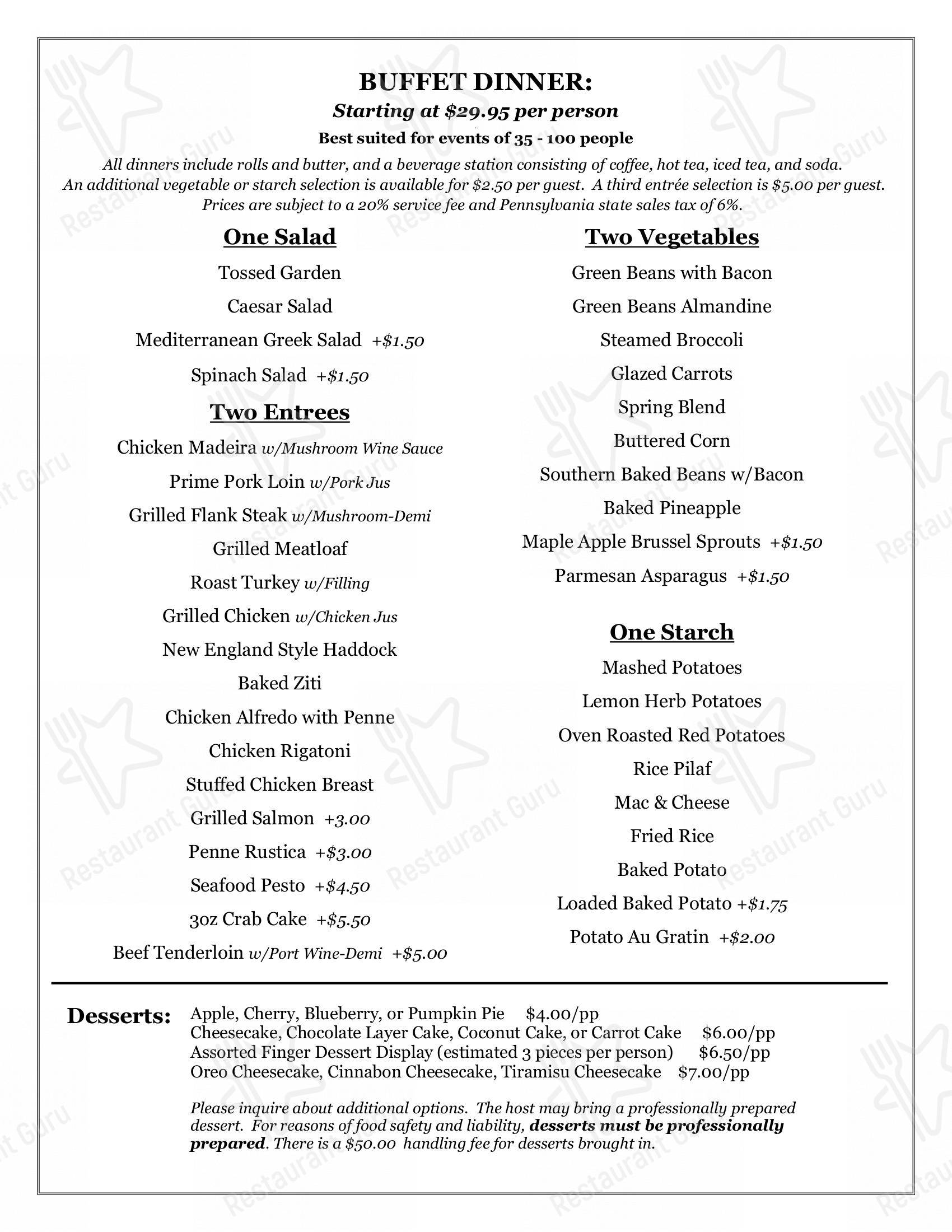 Menu at Great American Saloon steakhouse, Red Lion