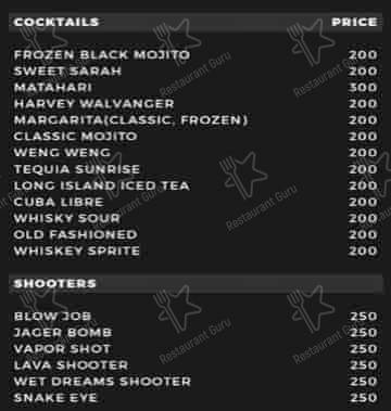 Menu at URBN QC club, Quezon City, 62 Timog Ave