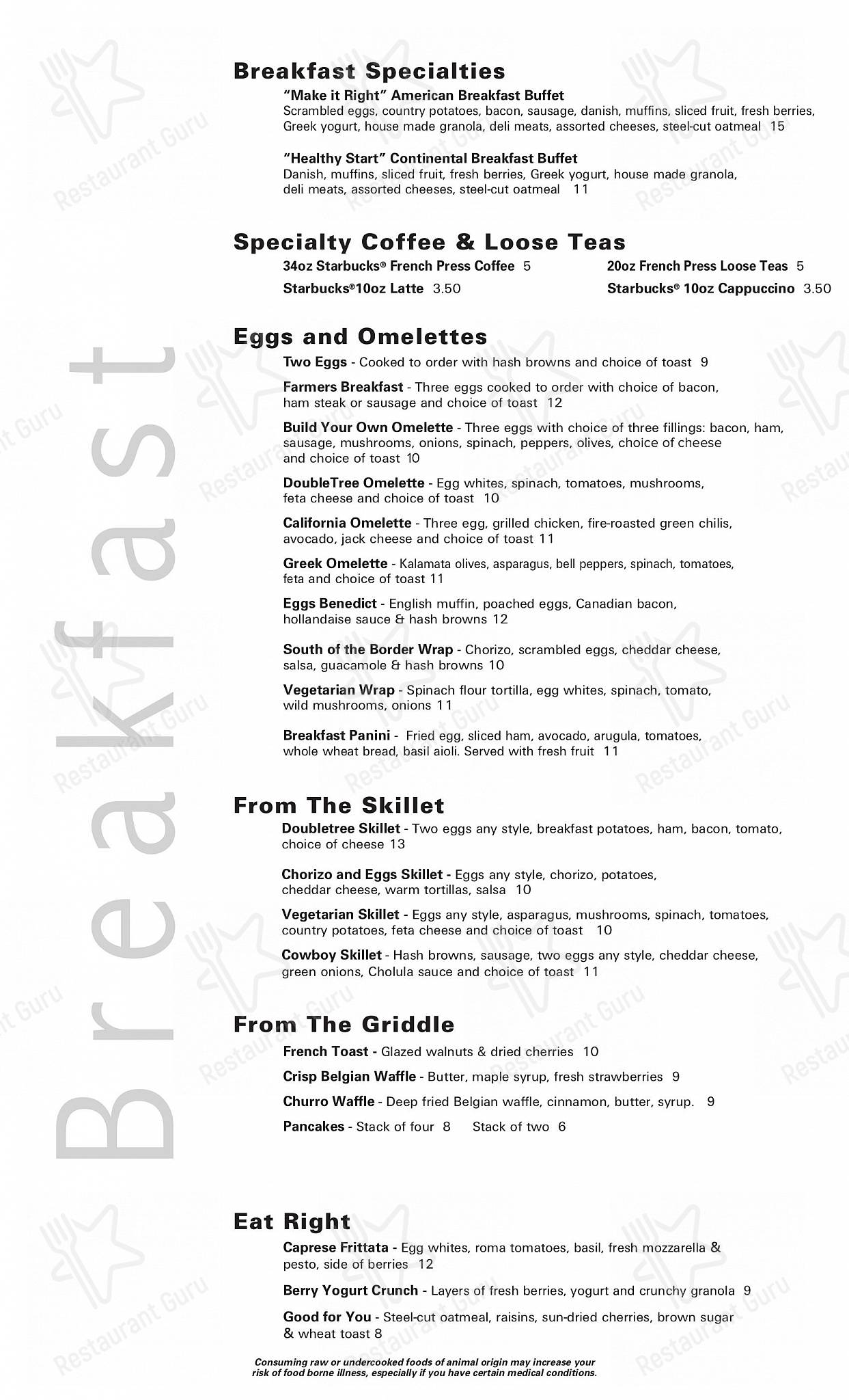 Menu at DoubleTree by Hilton Modesto restaurant, Modesto