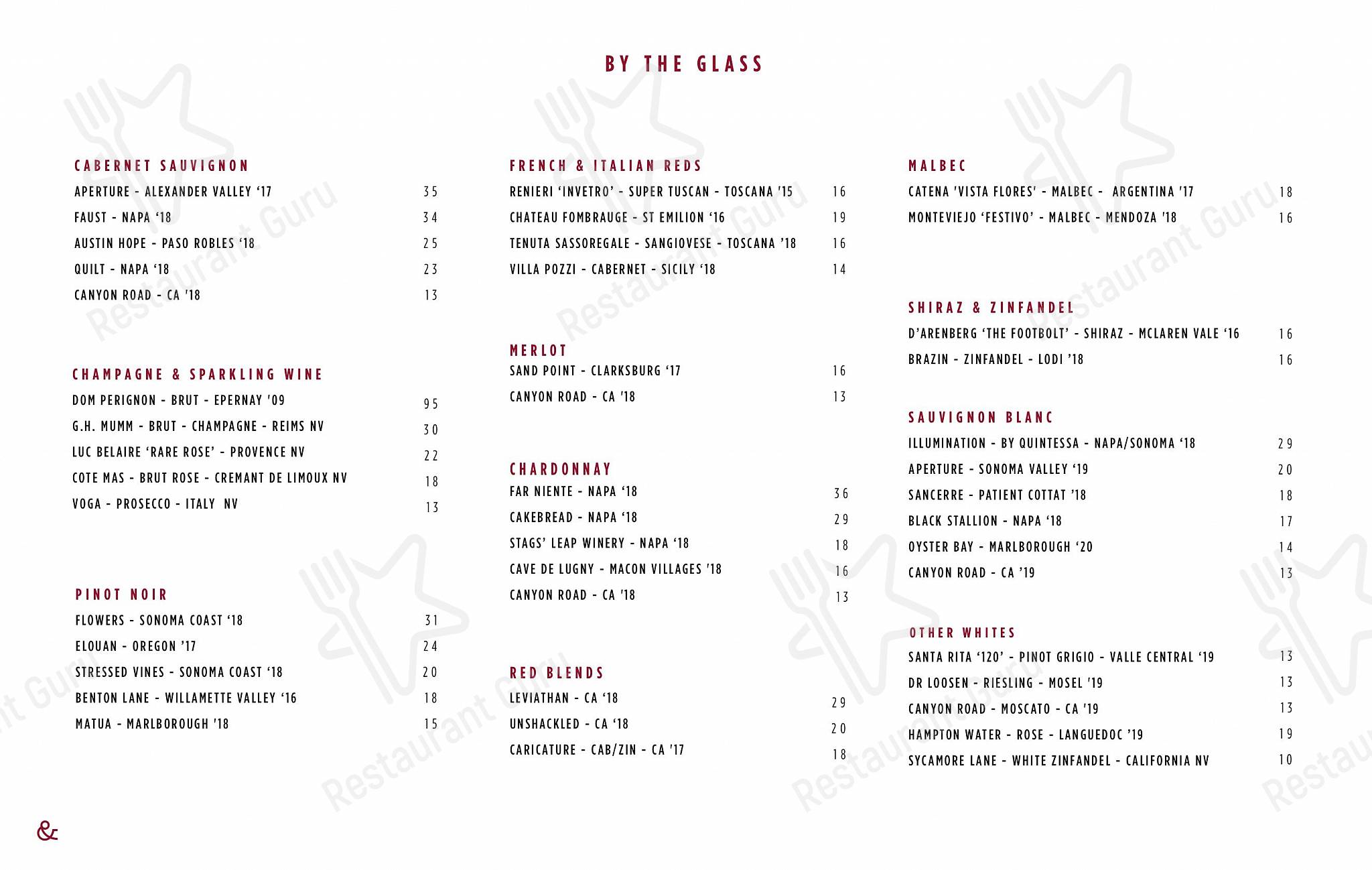 Menu at Nick & Sam's steakhouse, Dallas, Maple Ave