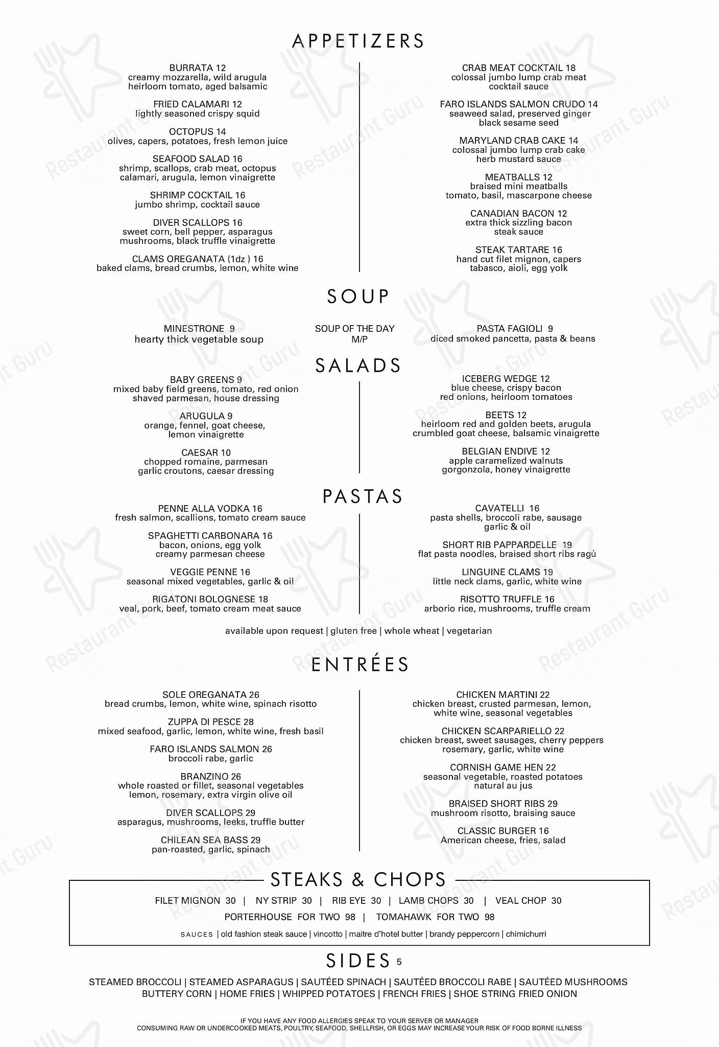 Menu at Macelleria Italian Steakhouse Armonk, Armonk