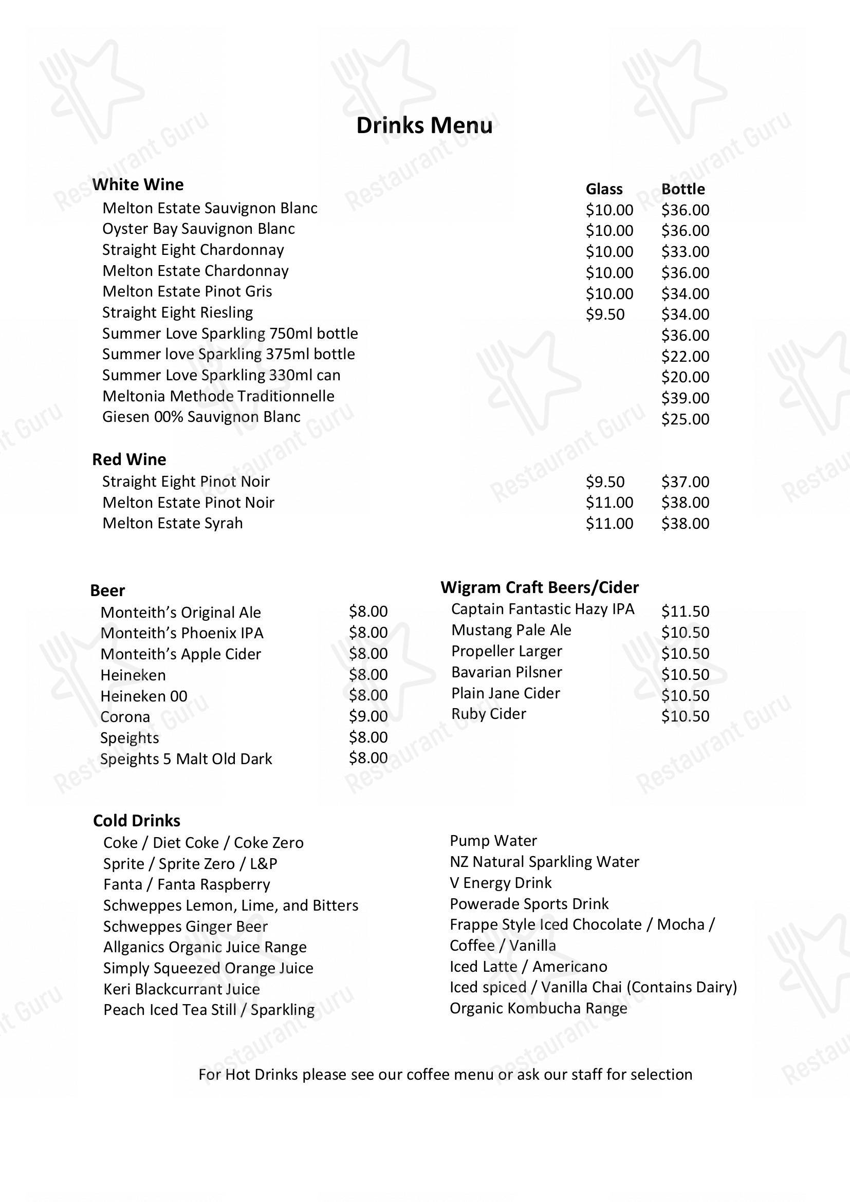 Menu at Boat Shed Cafe, Christchurch