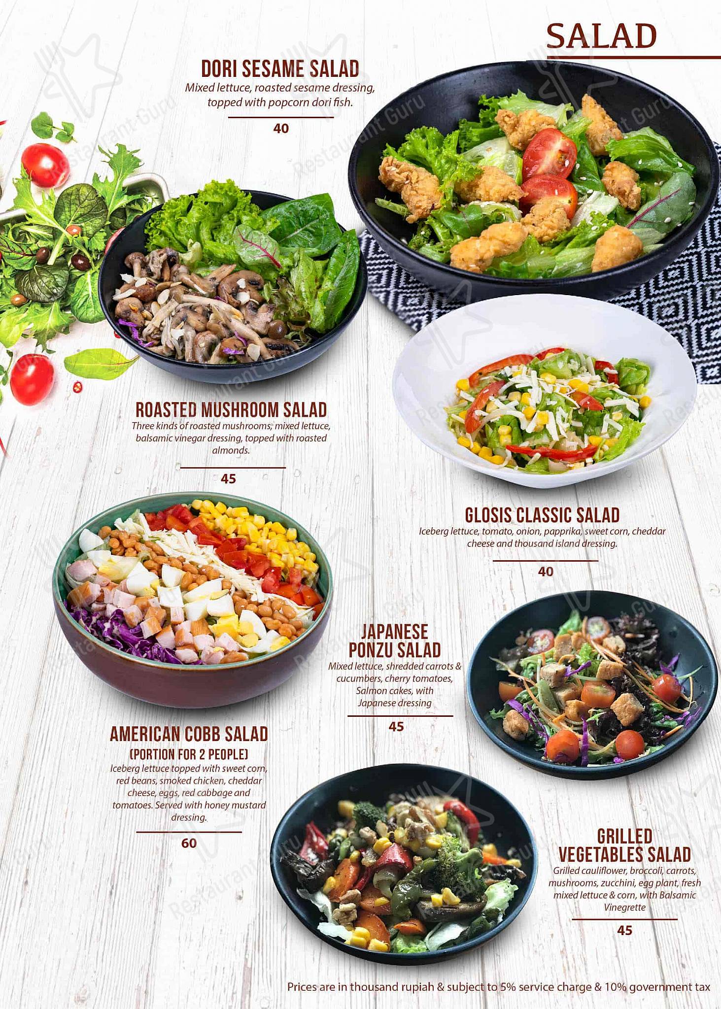 Menu at Glosis Restaurant, Bandung, Jl. Citarum No.12