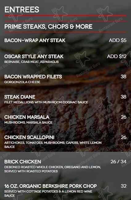 Menu at Chicago Prime Steakhouse, Schaumburg