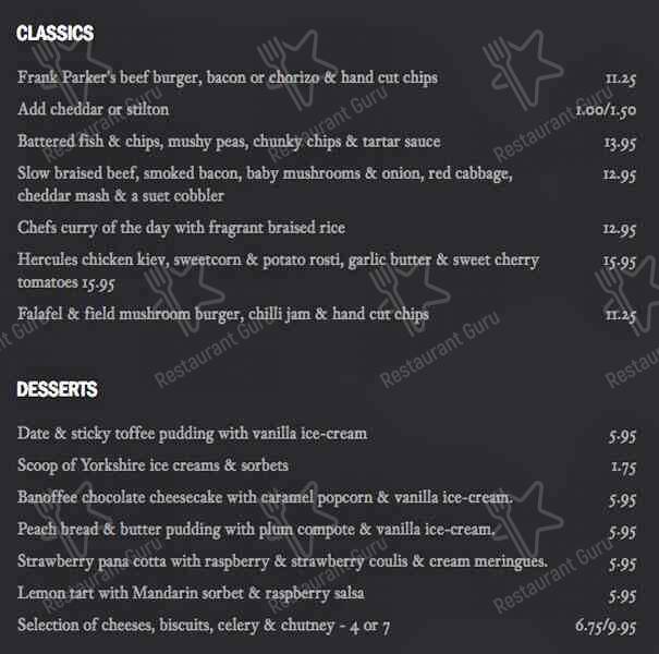Menu at Hercules Revived pub & bar, Sutton Cheney