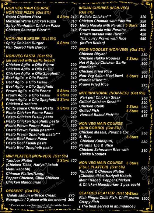 Menu at Just BLR, Bengaluru