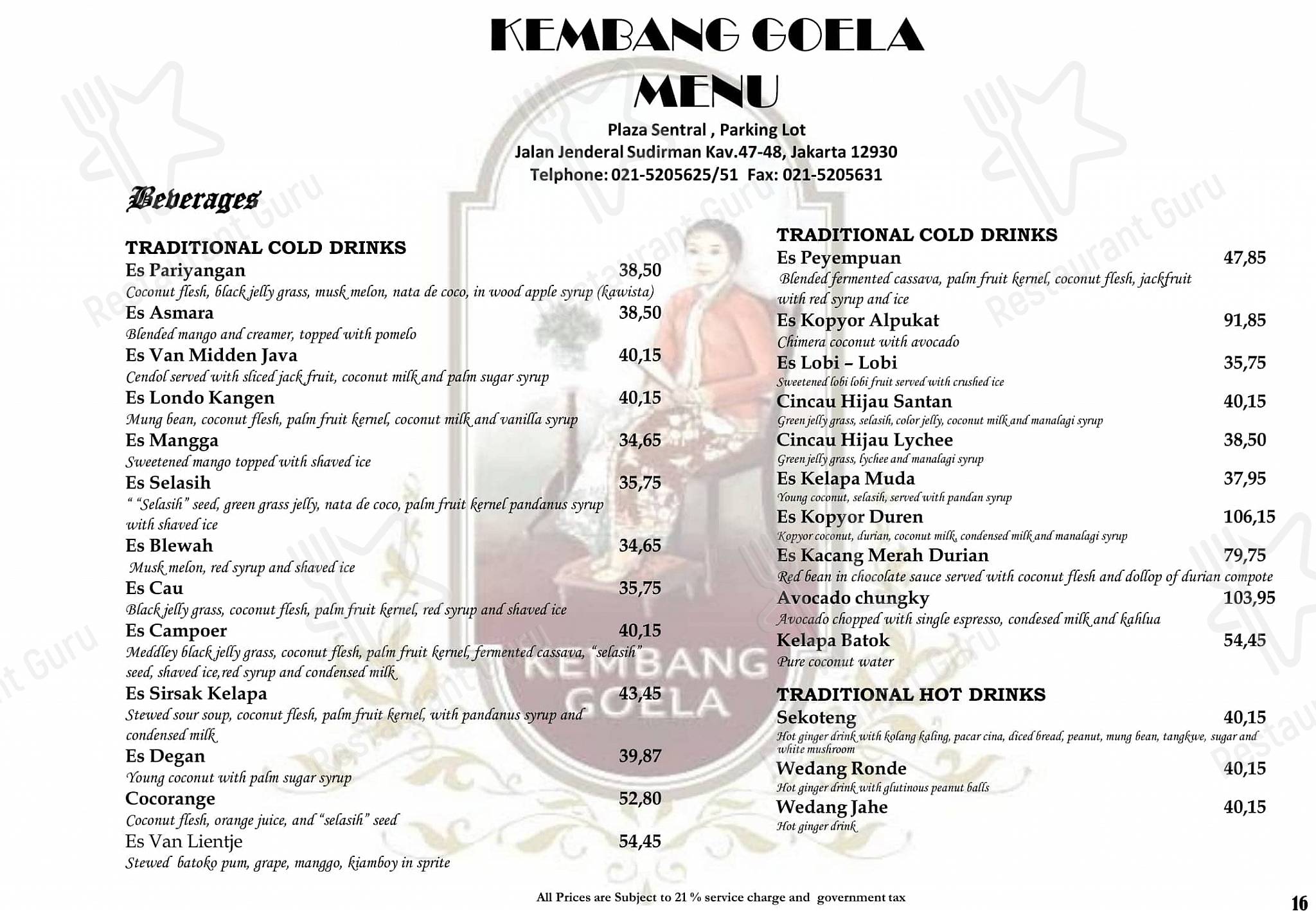 Menu at Kembang Goela Restaurant, Jakarta, Jl. Jend. Sudirman No.Kav. 47-48
