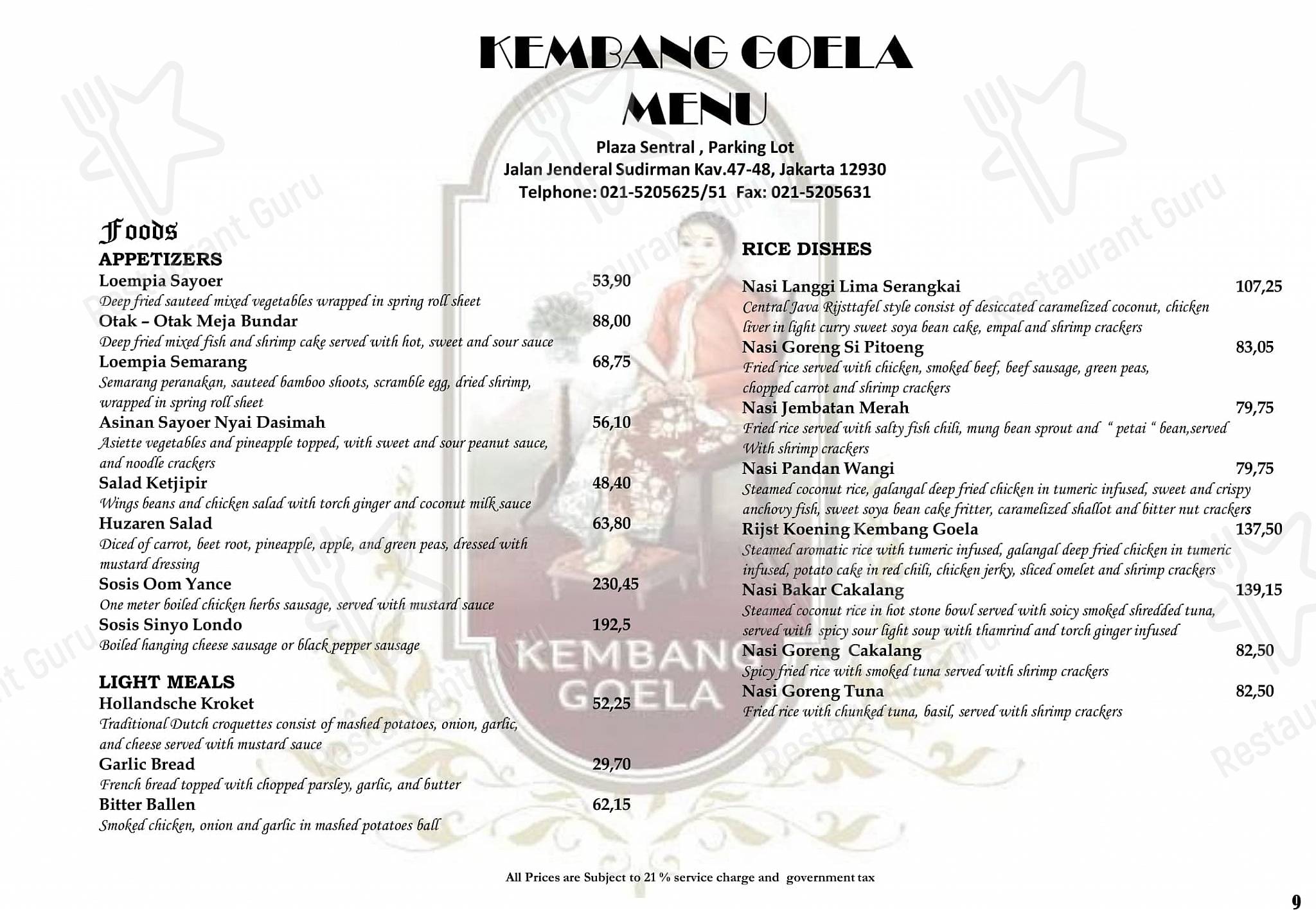 Menu at Kembang Goela Restaurant, Jakarta, Jl. Jend. Sudirman No.Kav. 47-48