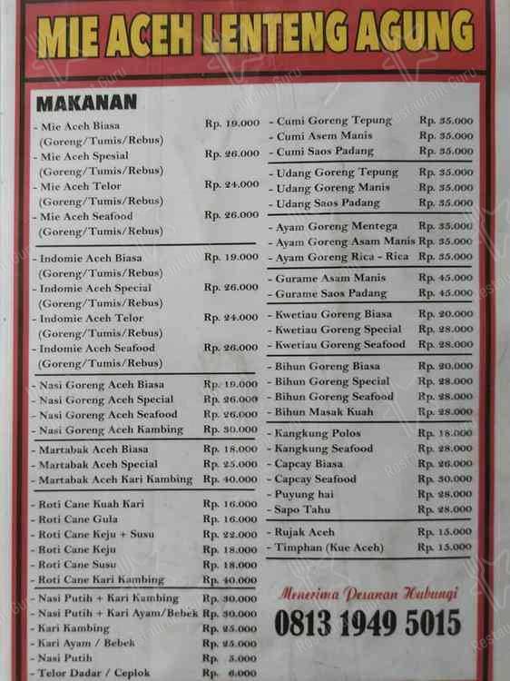 Menu at La Mie Aceh, Seafood & Bakso, Jakarta, Jl. Raya Lenteng Agung ...