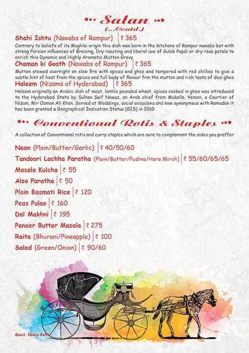 Menu at The Saffron Tree, Kolkata